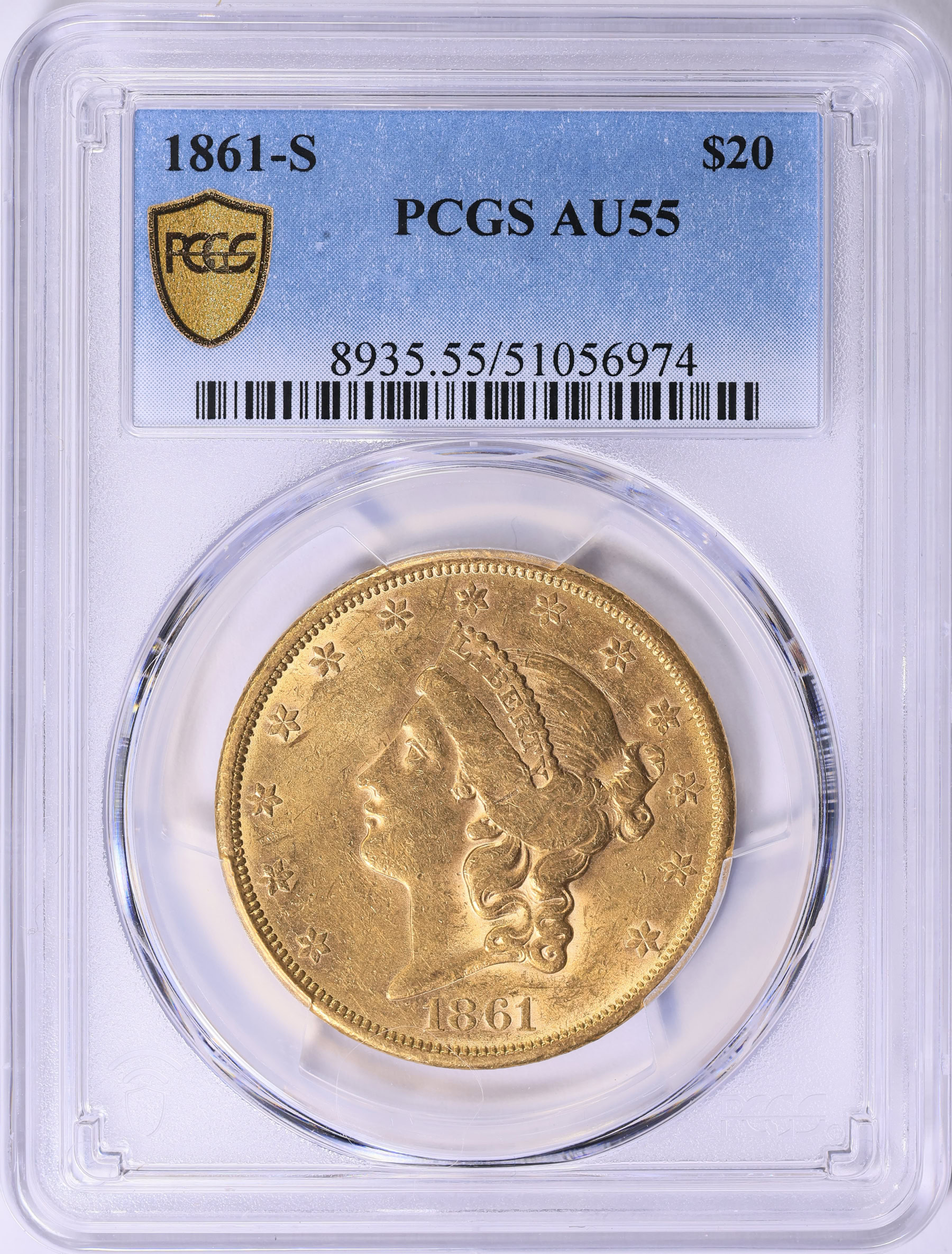 1861-S Liberty Gold Double Eagle PCGS AU-55 (Item 1786515) | GreatCollections Coin Auctions