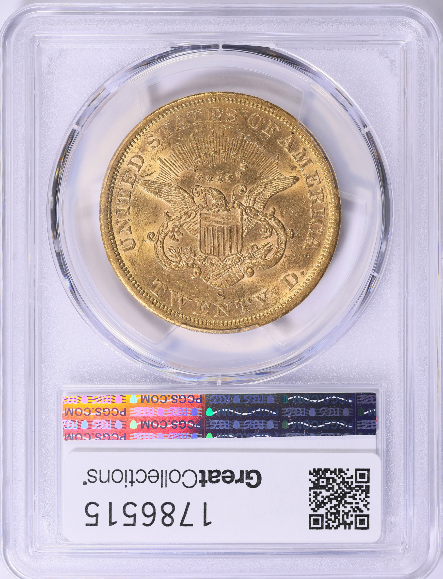 1861-S Liberty Gold Double Eagle PCGS AU-55 (Item 1786515) | GreatCollections Coin Auctions