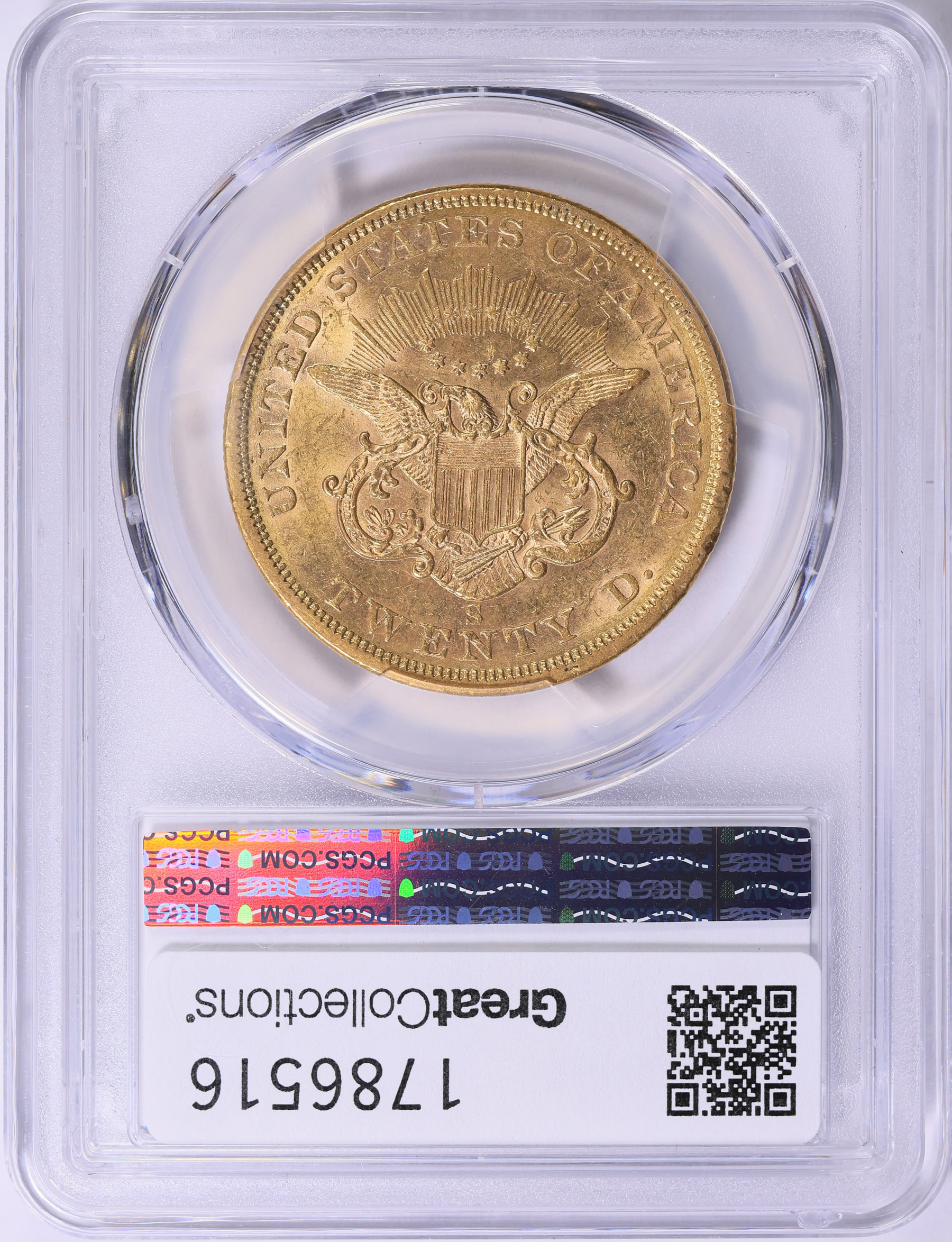 1863-S Liberty Gold Double Eagle PCGS AU-58 (Item 1786516) | GreatCollections Coin Auctions