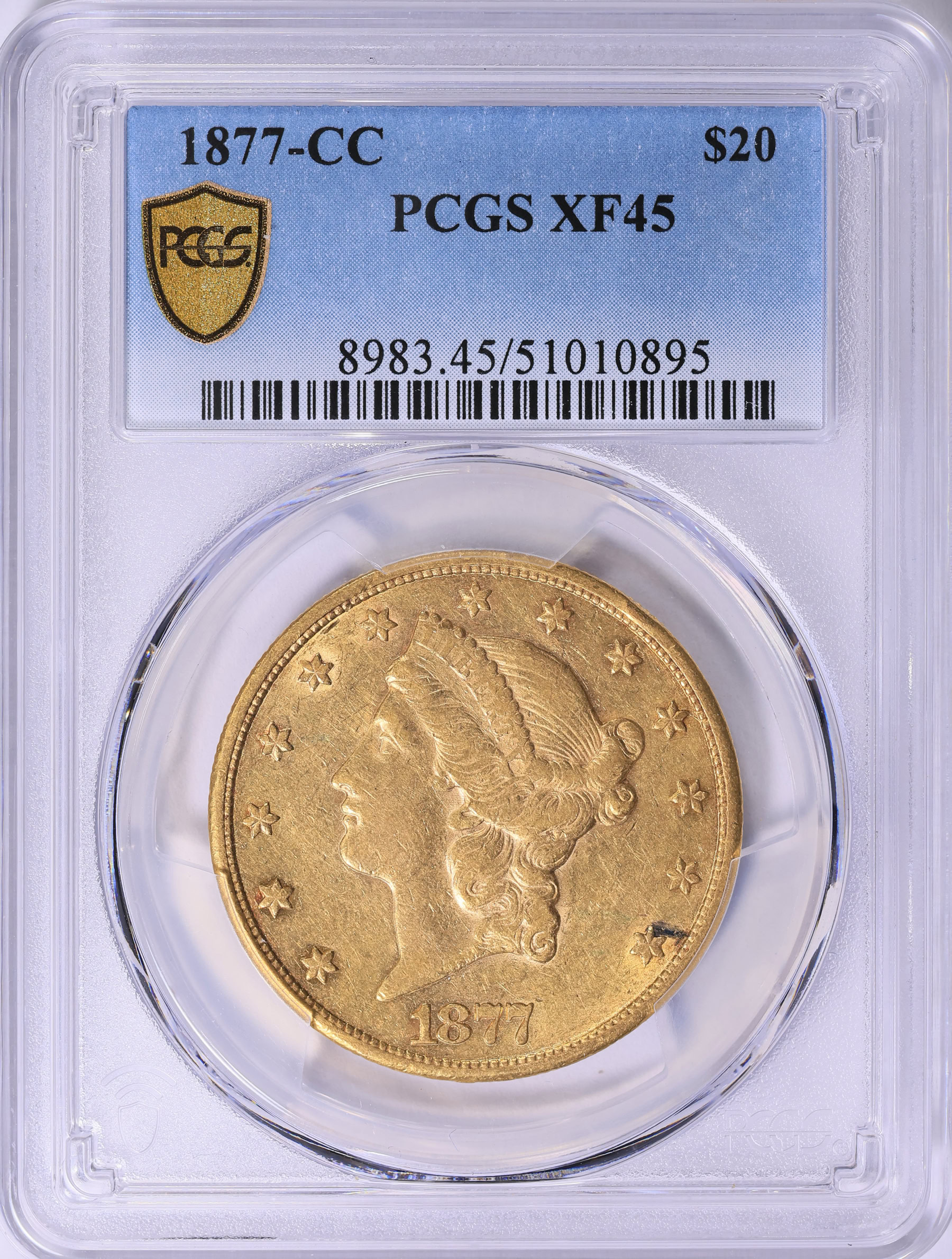 1877-CC Liberty Gold Double Eagle PCGS XF-45 (Item 1786521) | GreatCollections Coin Auctions
