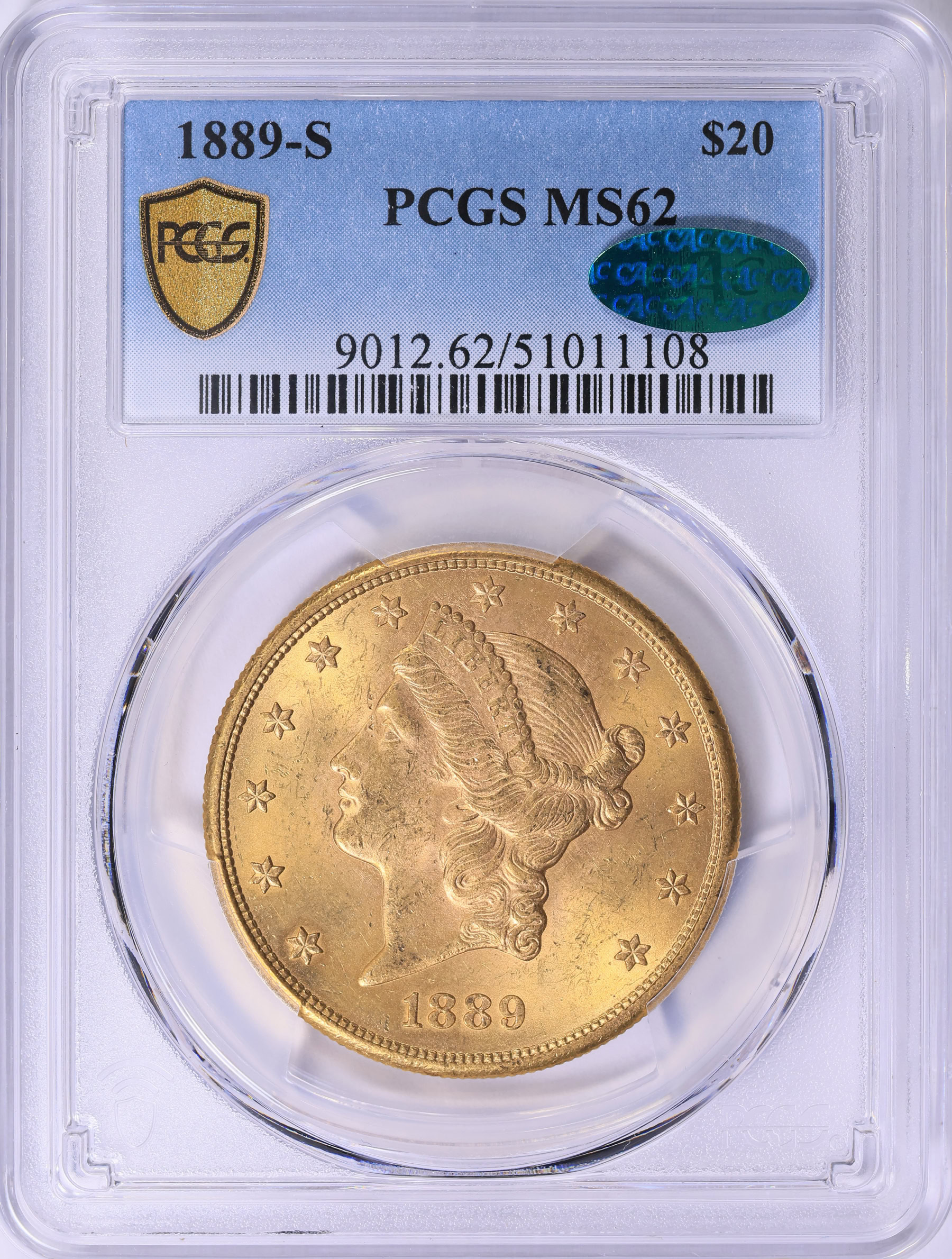 1889-S Liberty Gold Double Eagle PCGS MS-62 (CAC Green) (Item 1786525) | GreatCollections Coin ...