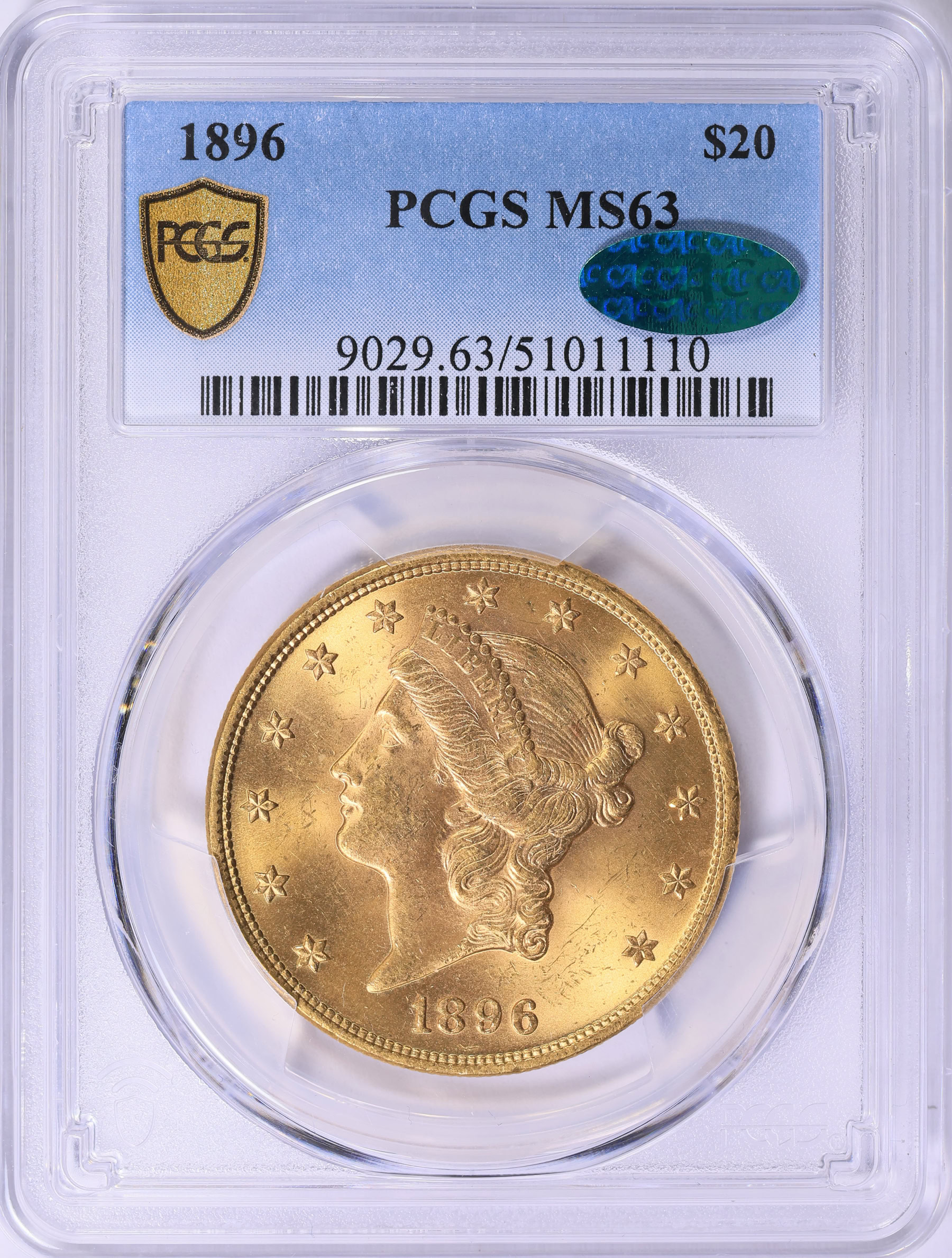 1896 Liberty Gold Double Eagle PCGS MS-63 (CAC Green) (Item 1786526) | GreatCollections Coin ...