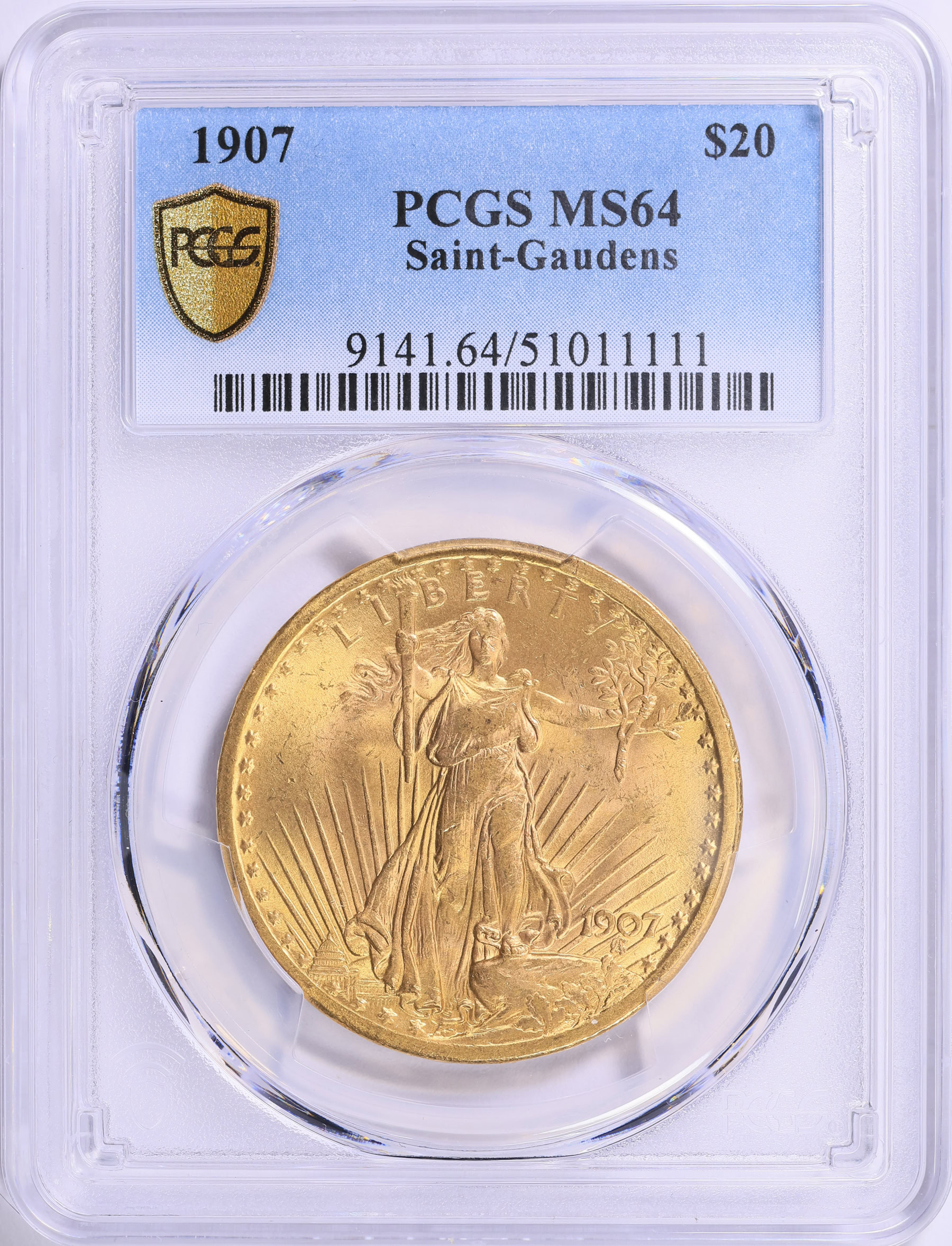 1907 Saint-Gaudens Gold Double Eagle Arabic Numerals PCGS MS-64 (Item 1786527 ...
