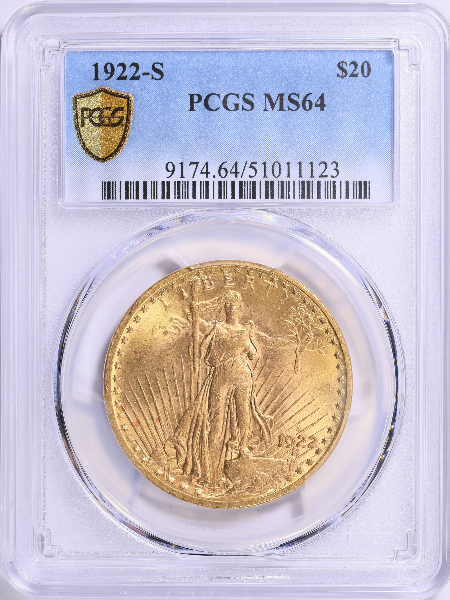 1922-S Saint-Gaudens Gold Double Eagle PCGS MS-64 (Item 1786537) | GreatCollections Coin Auctions