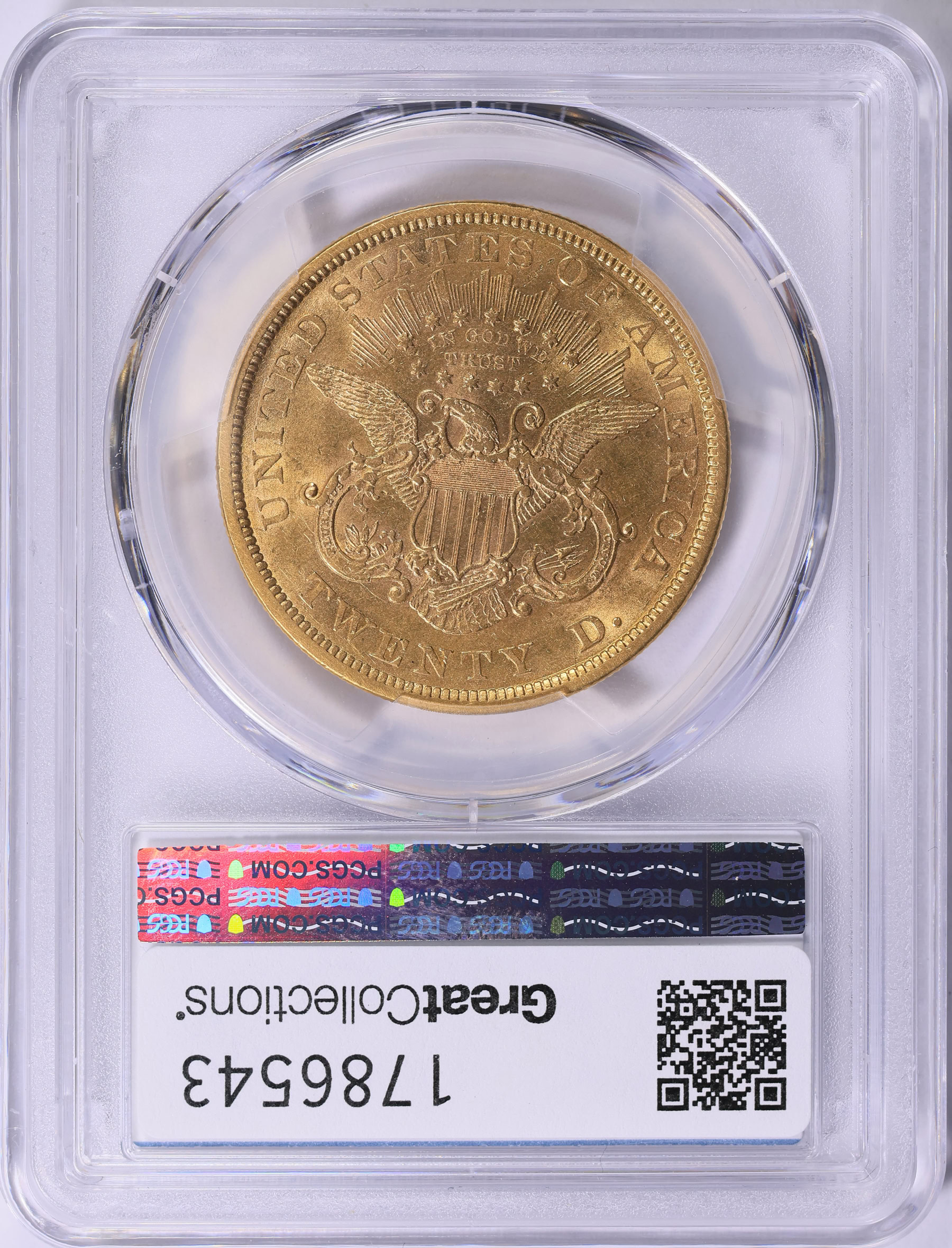 1866 Liberty Gold Double Eagle Motto PCGS Genuine AU Details (Item 1786543) | GreatCollections ...