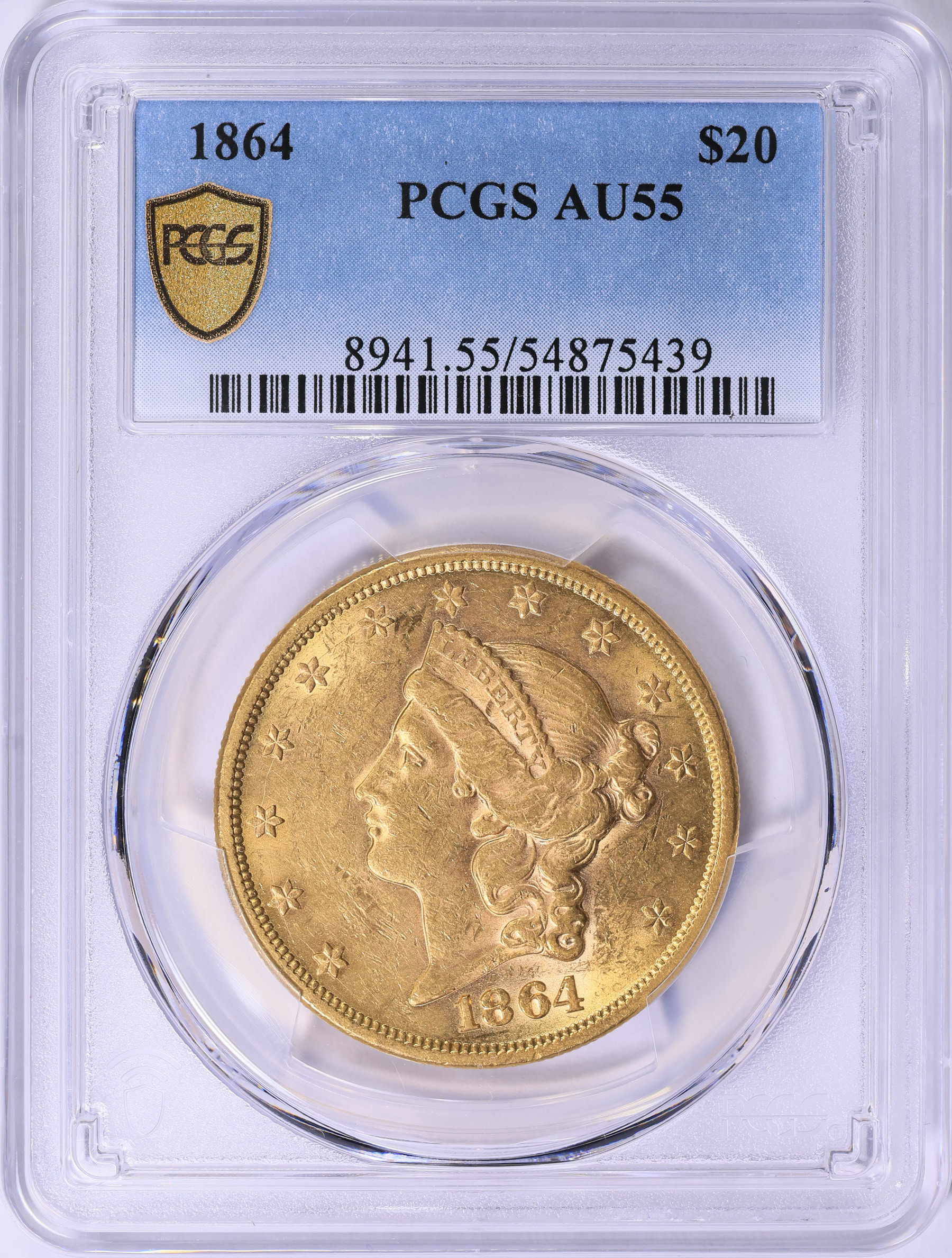 1864 Liberty Gold Double Eagle PCGS AU-55 (Item 1786552) | GreatCollections Coin Auctions