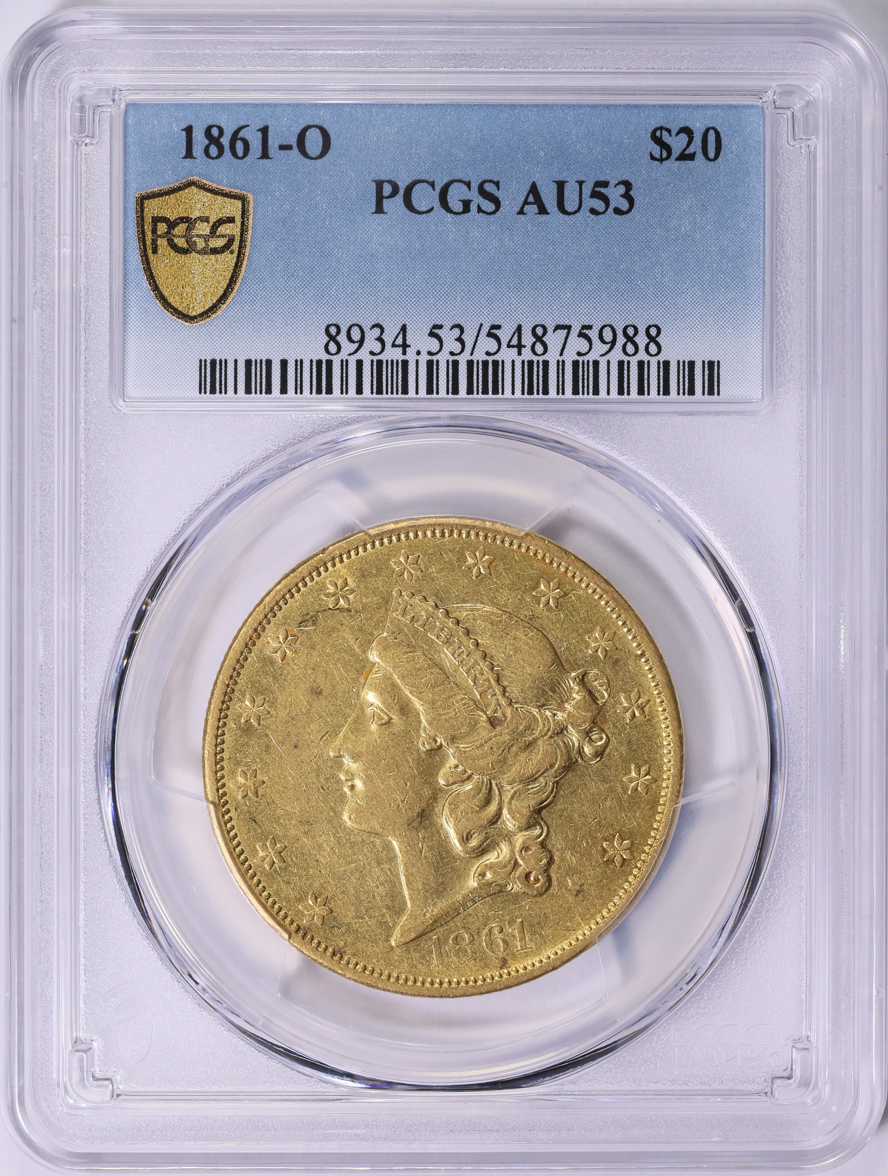 1861-O Liberty Gold Double Eagle PCGS AU-53 (Item 1786566) | GreatCollections Coin Auctions