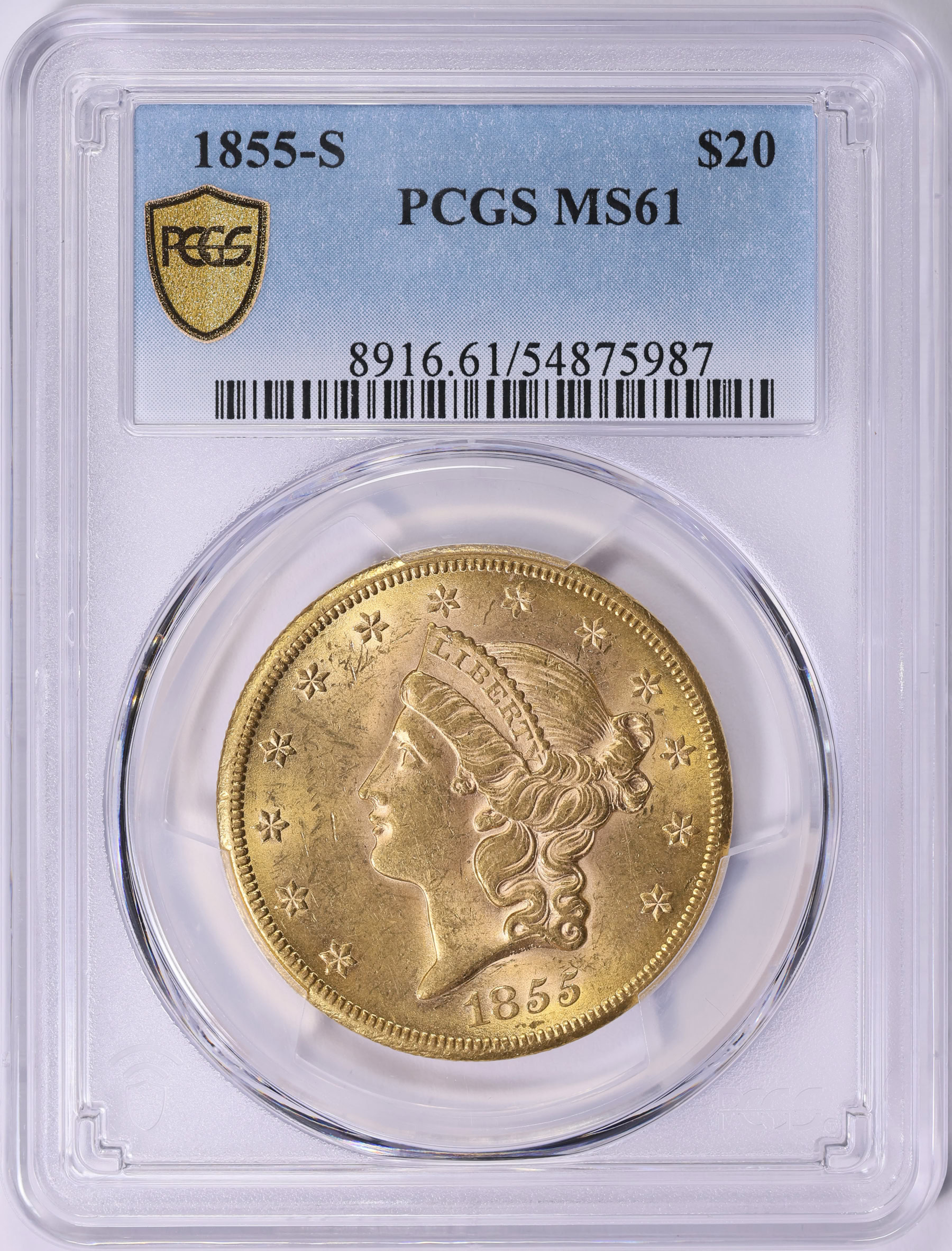 1855-S Liberty Gold Double Eagle PCGS MS-61 (Item 1786568) | GreatCollections Coin Auctions