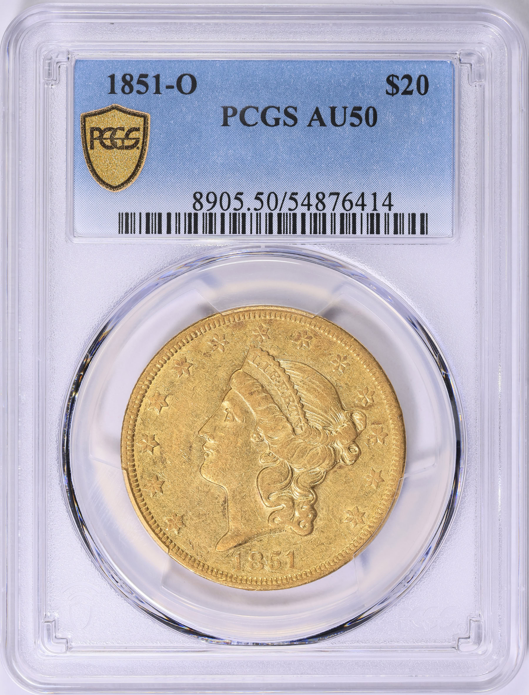 1851-O Liberty Gold Double Eagle PCGS AU-50 (Item 1786569) | GreatCollections Coin Auctions