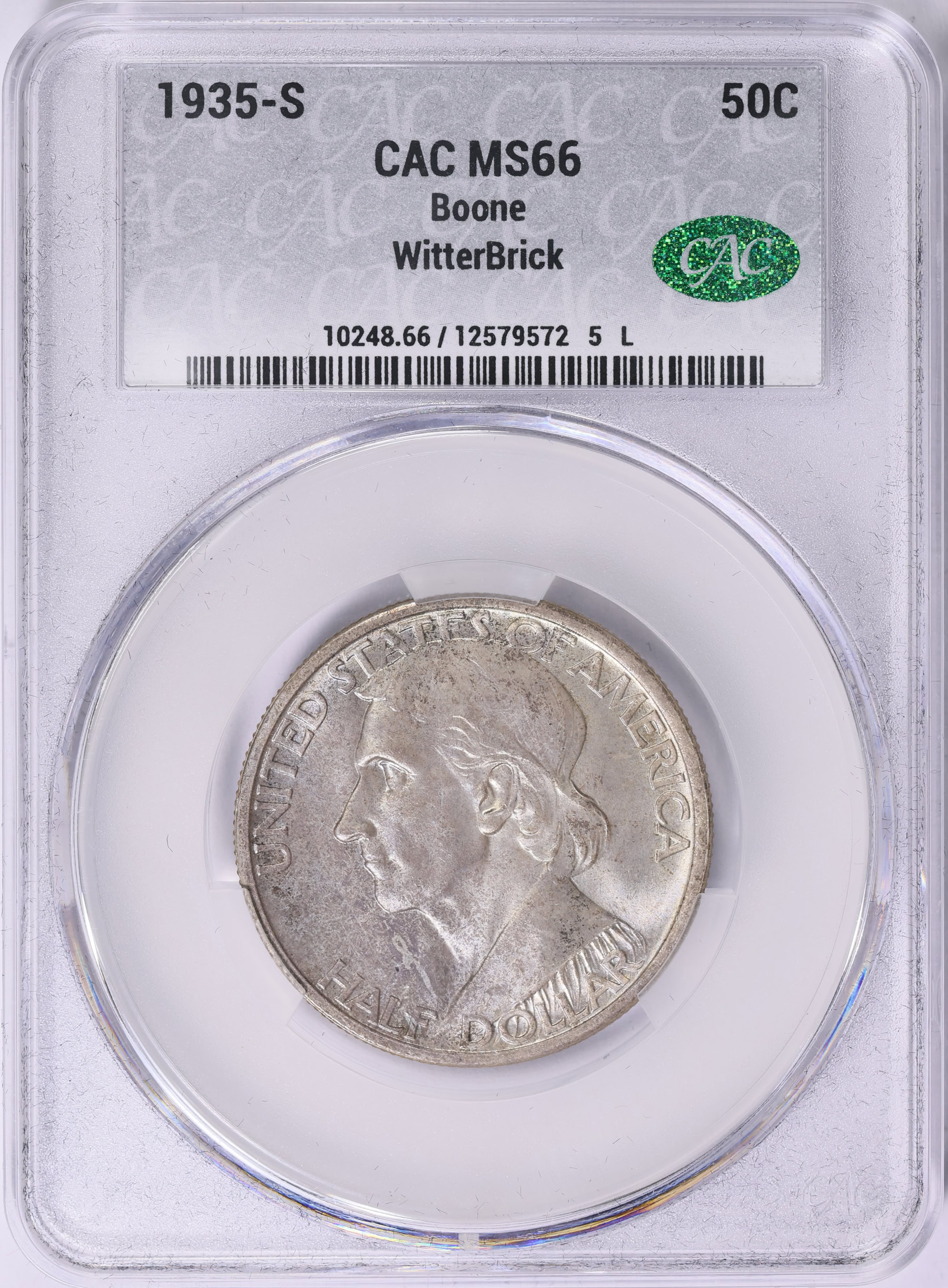 1935-S Daniel Boone Bicentennial Half Dollar CACG MS-66 (WitterBrick ...