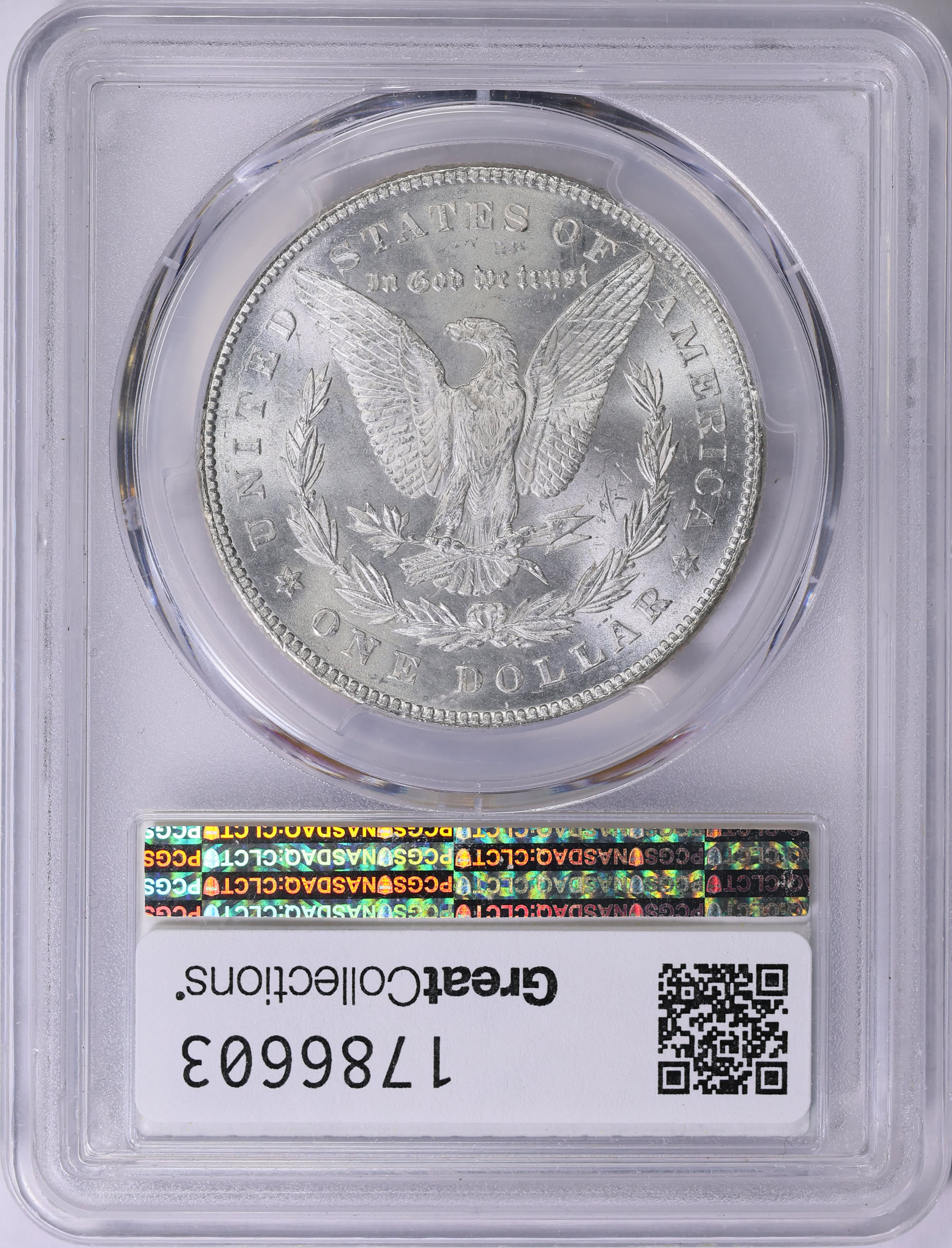1878 Morgan Silver Dollar 7 Tailfeathers, Reverse of 1878 PCGS MS-65 (Item 1786603 ...