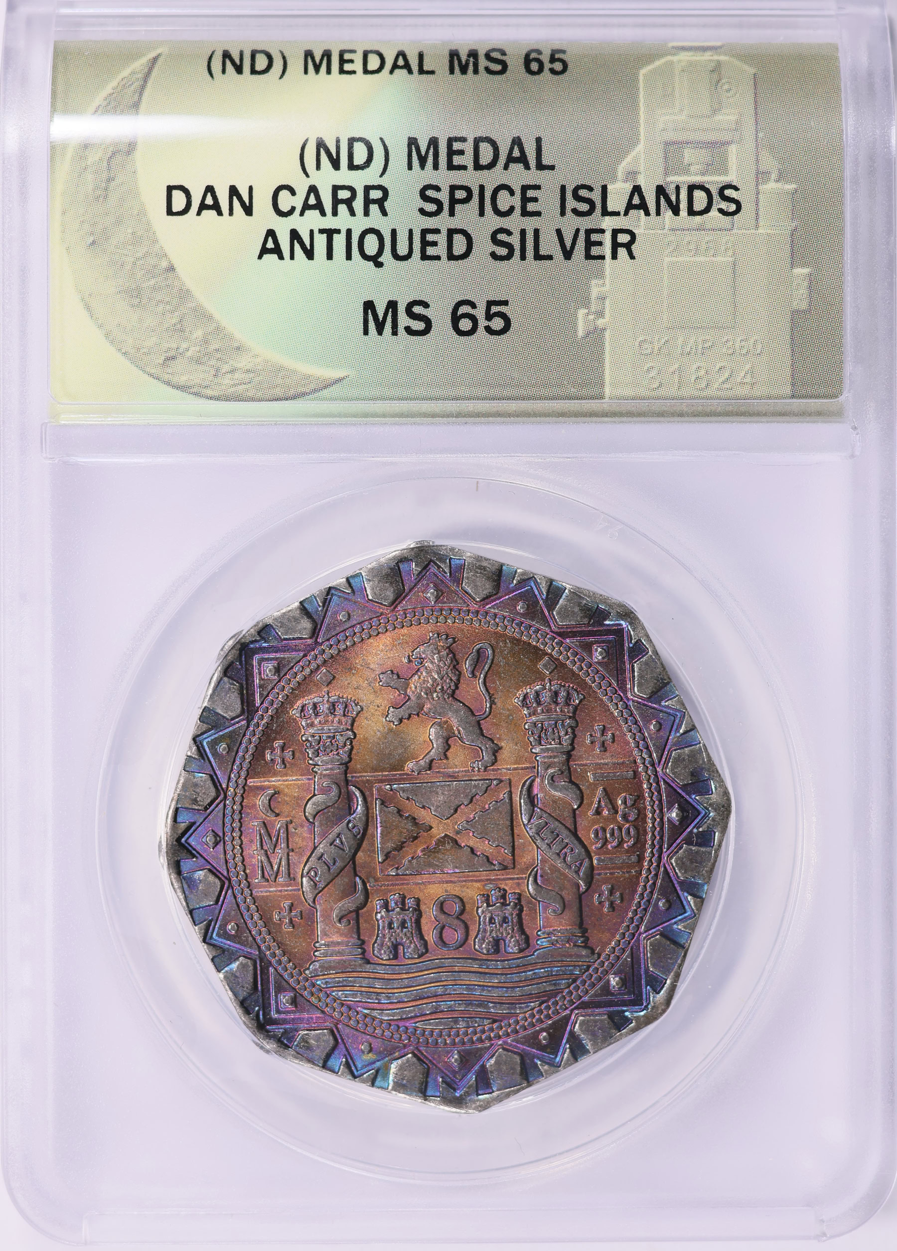 ND Antiqued Color Silver Spice Islands Shipwreck Dan Carr Medal ANACS ...