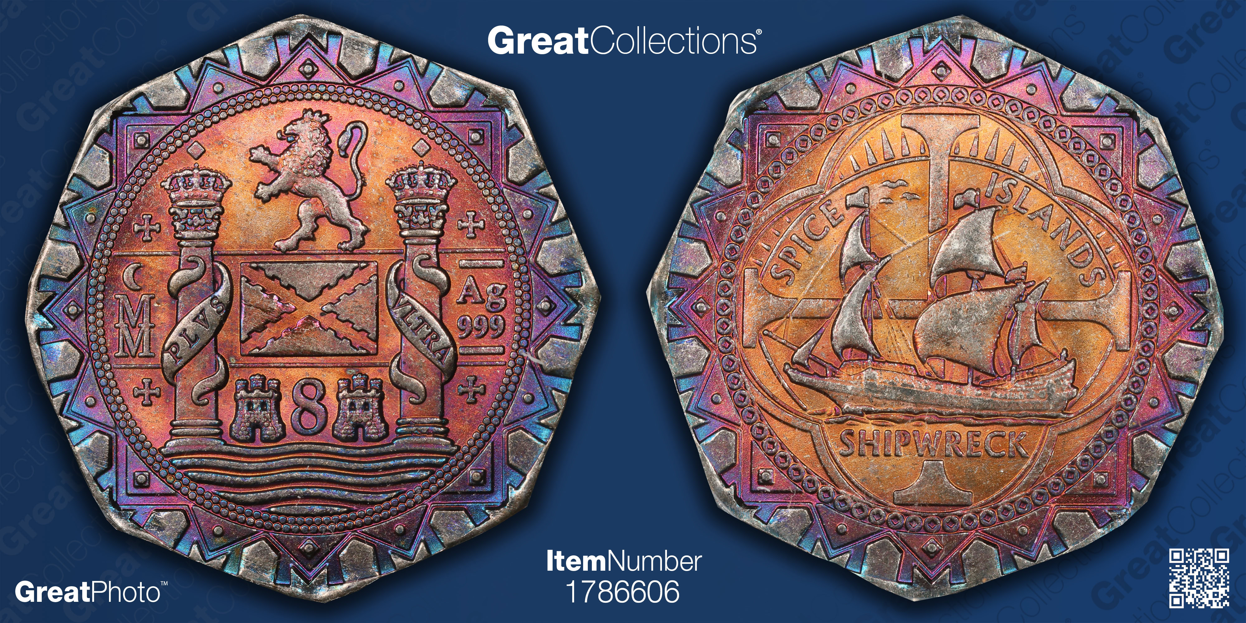 ND Antiqued Color Silver Spice Islands Shipwreck Dan Carr Medal ANACS ...