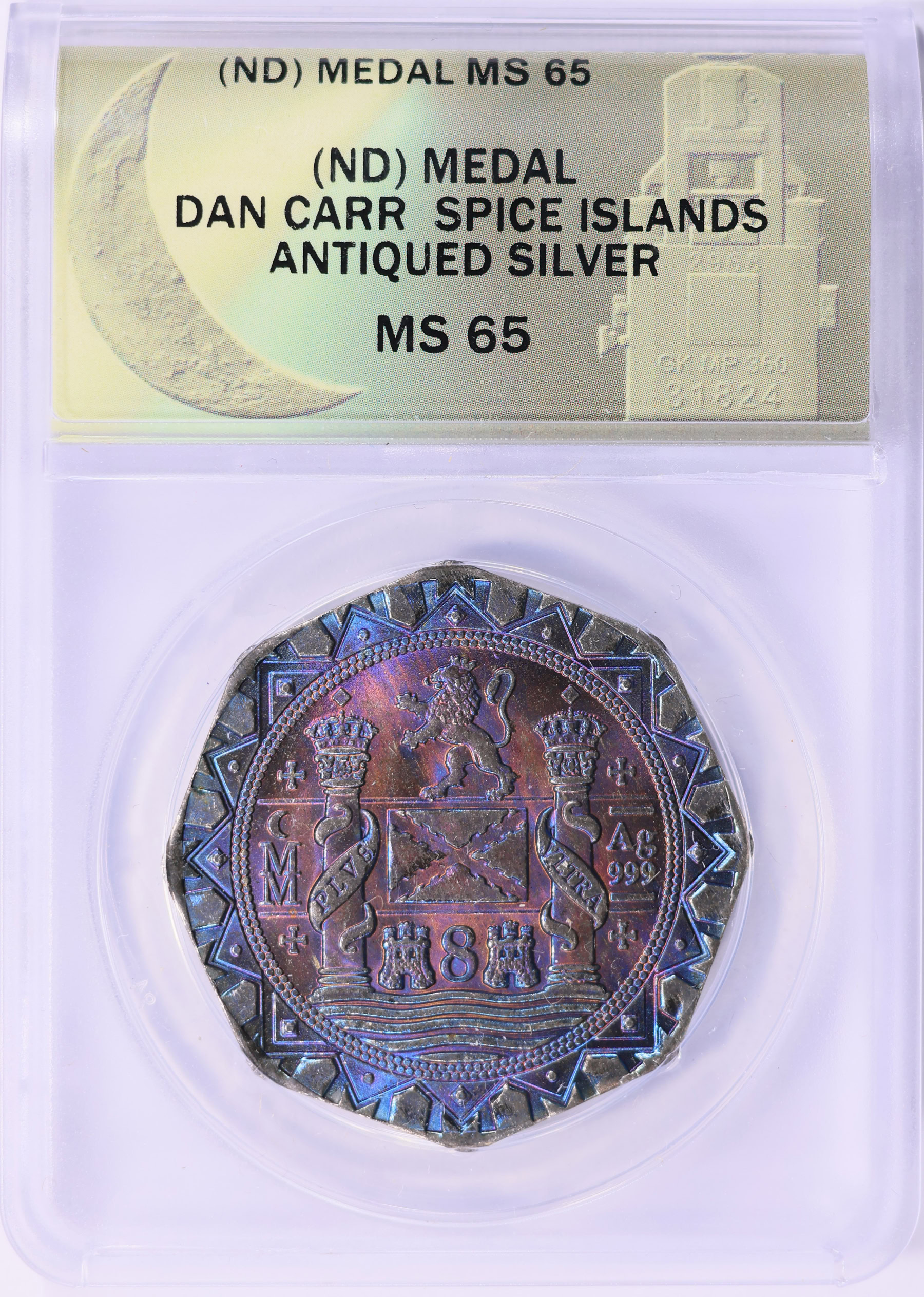 ND Antiqued Color Silver Spice Islands Shipwreck Dan Carr Medal ANACS ...