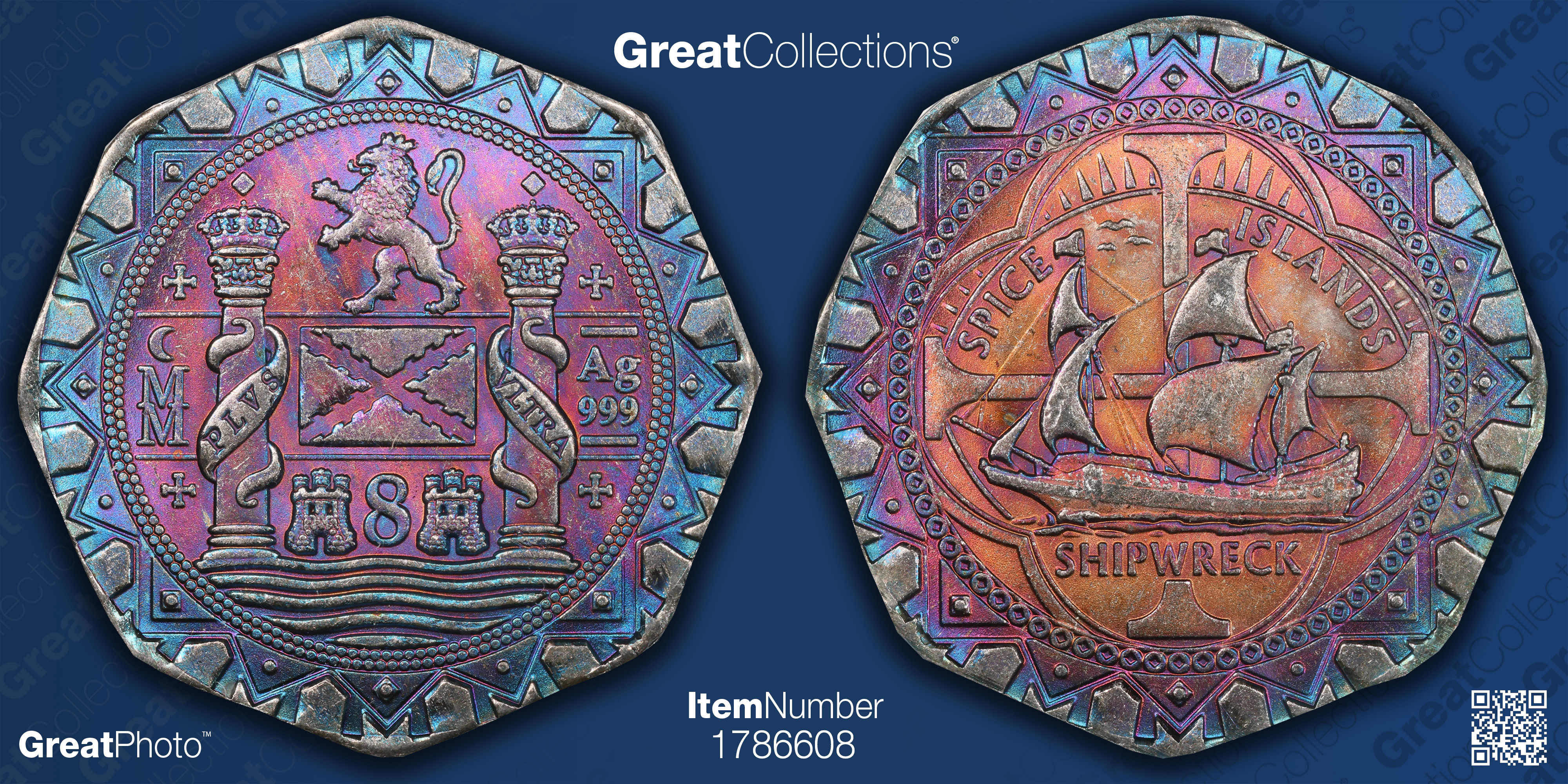 ND Antiqued Color Silver Spice Islands Shipwreck Dan Carr Medal ANACS ...