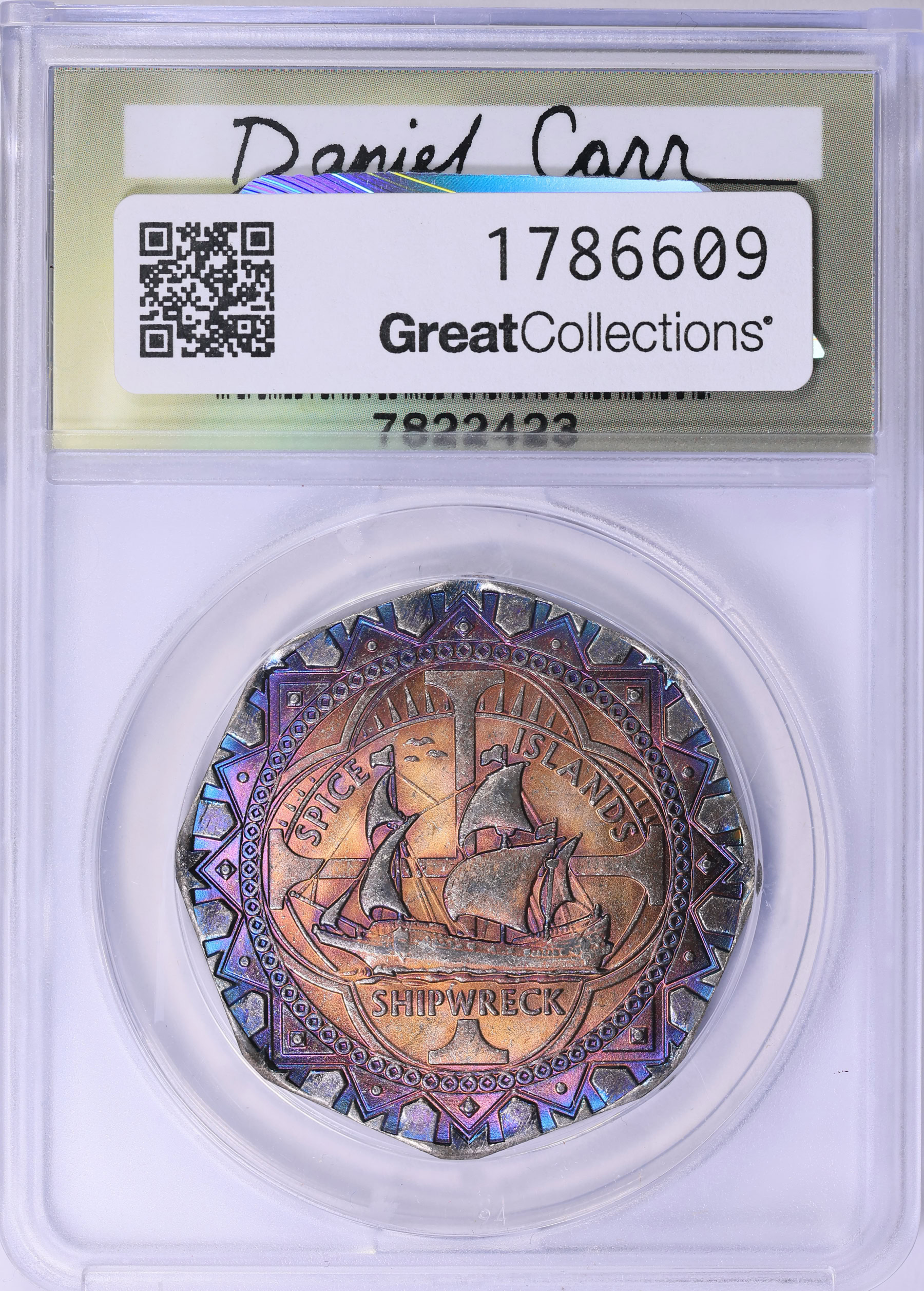 ND Antiqued Color Silver Spice Islands Shipwreck Dan Carr Medal ANACS ...