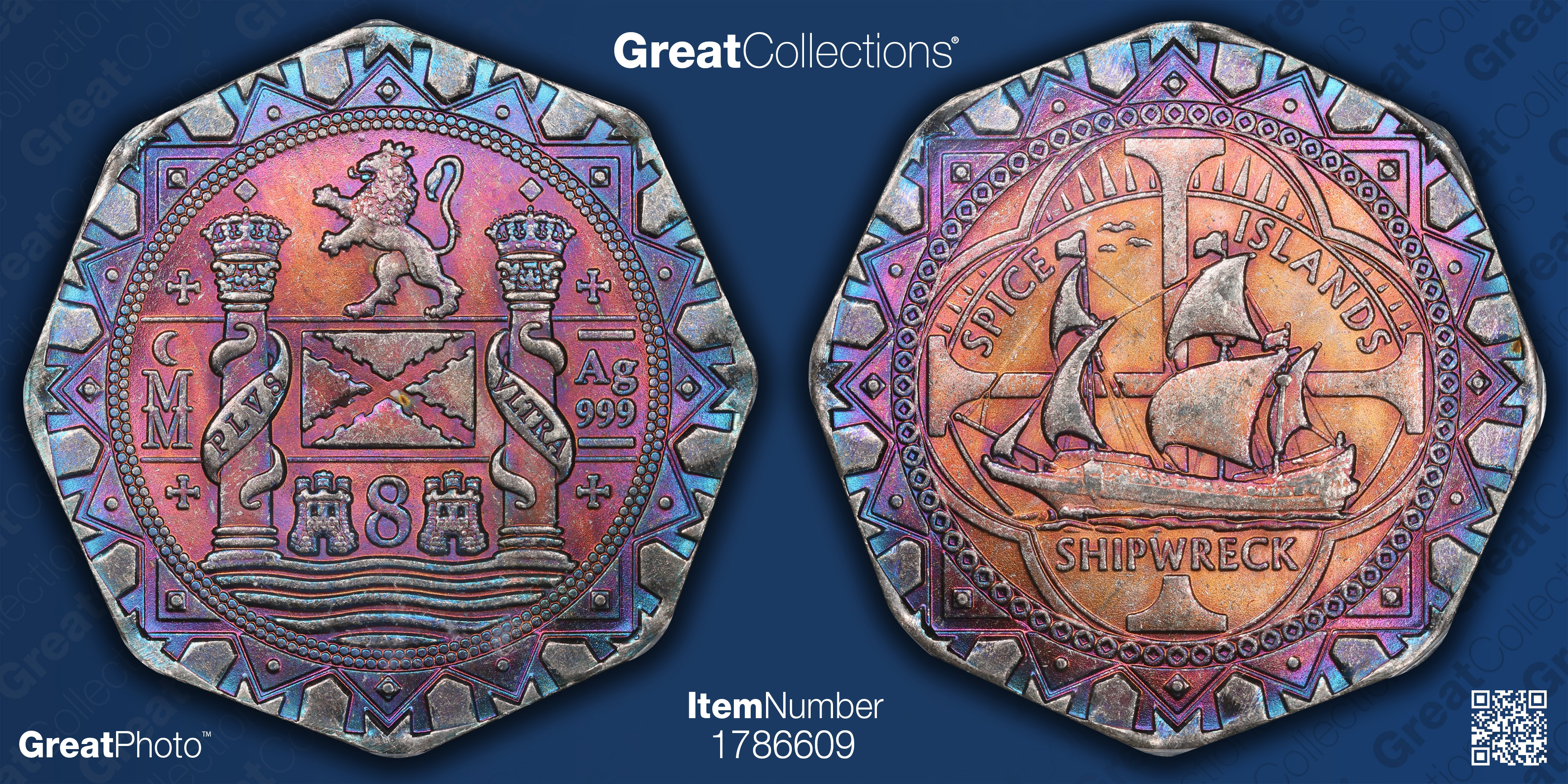 ND Antiqued Color Silver Spice Islands Shipwreck Dan Carr Medal ANACS ...