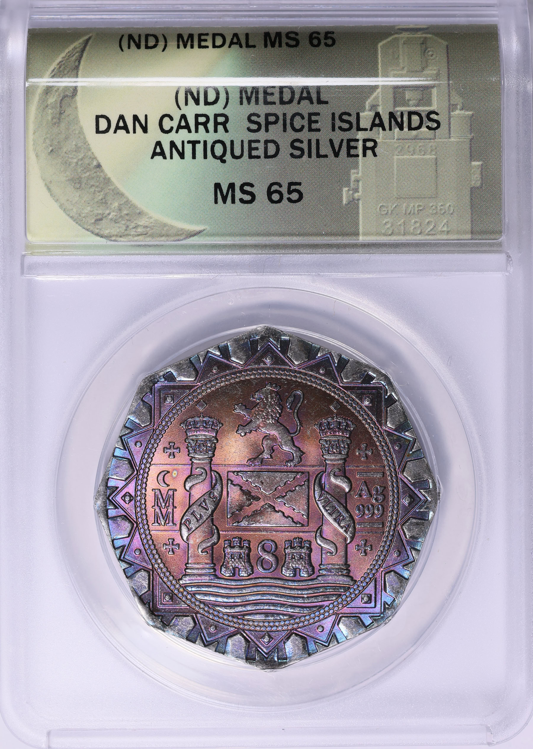 ND Antiqued Color Silver Spice Islands Shipwreck Dan Carr Medal ANACS ...