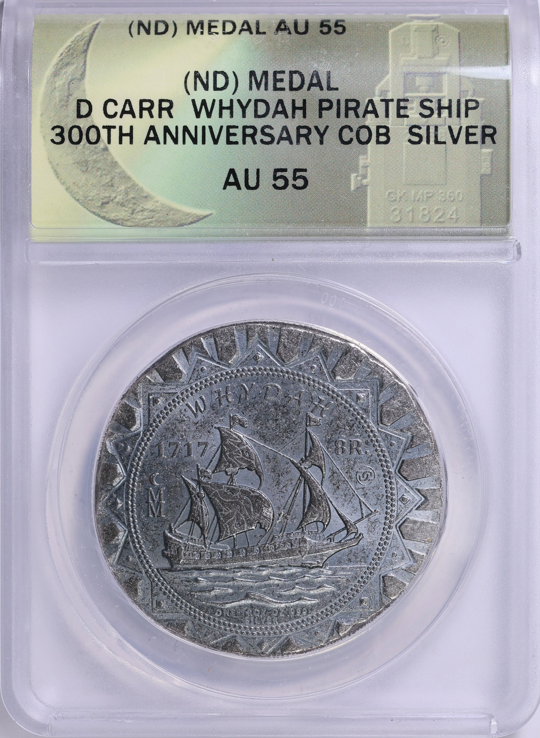ND Silver 1oz 1717 Whydah Pirate Ship 300th Anniversary Daniel Carr ...