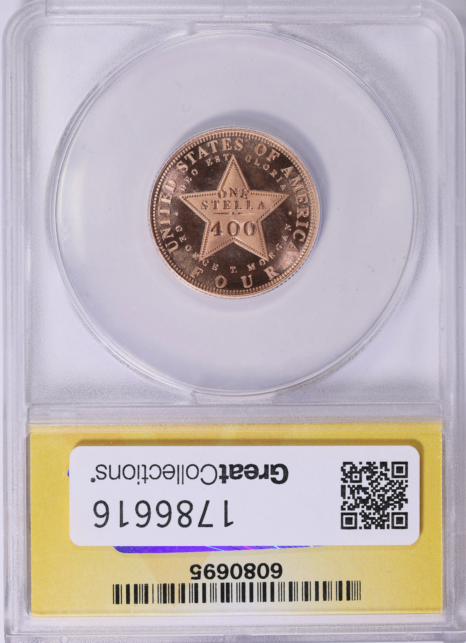 "1878" Copper $4 Coiled Hair Stella Concept Daniel Carr Token PL ANACS ...