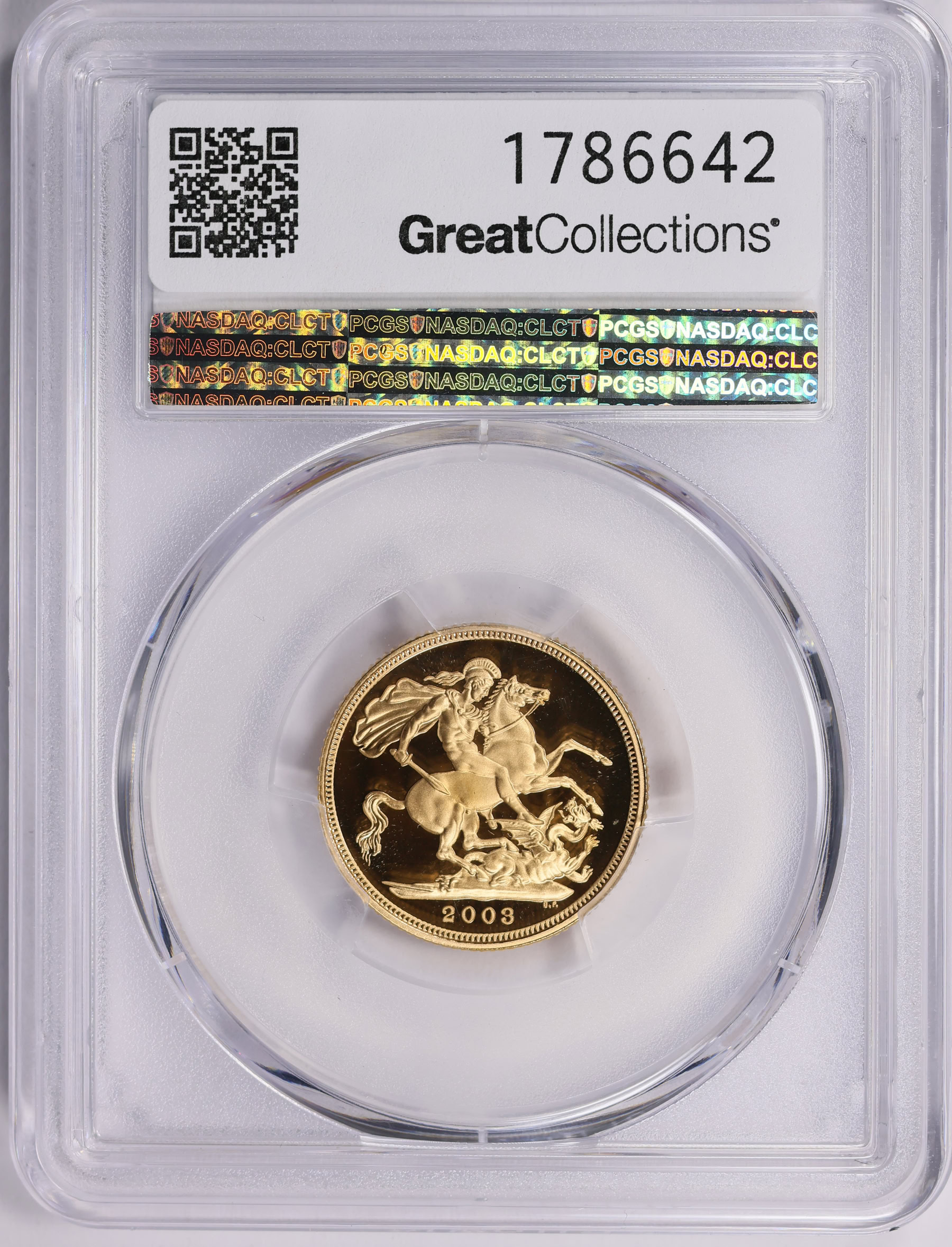 Great Britain 2003 Gold Sovereign St. George KM-1002 PCGS Proof-69 DCAM ...