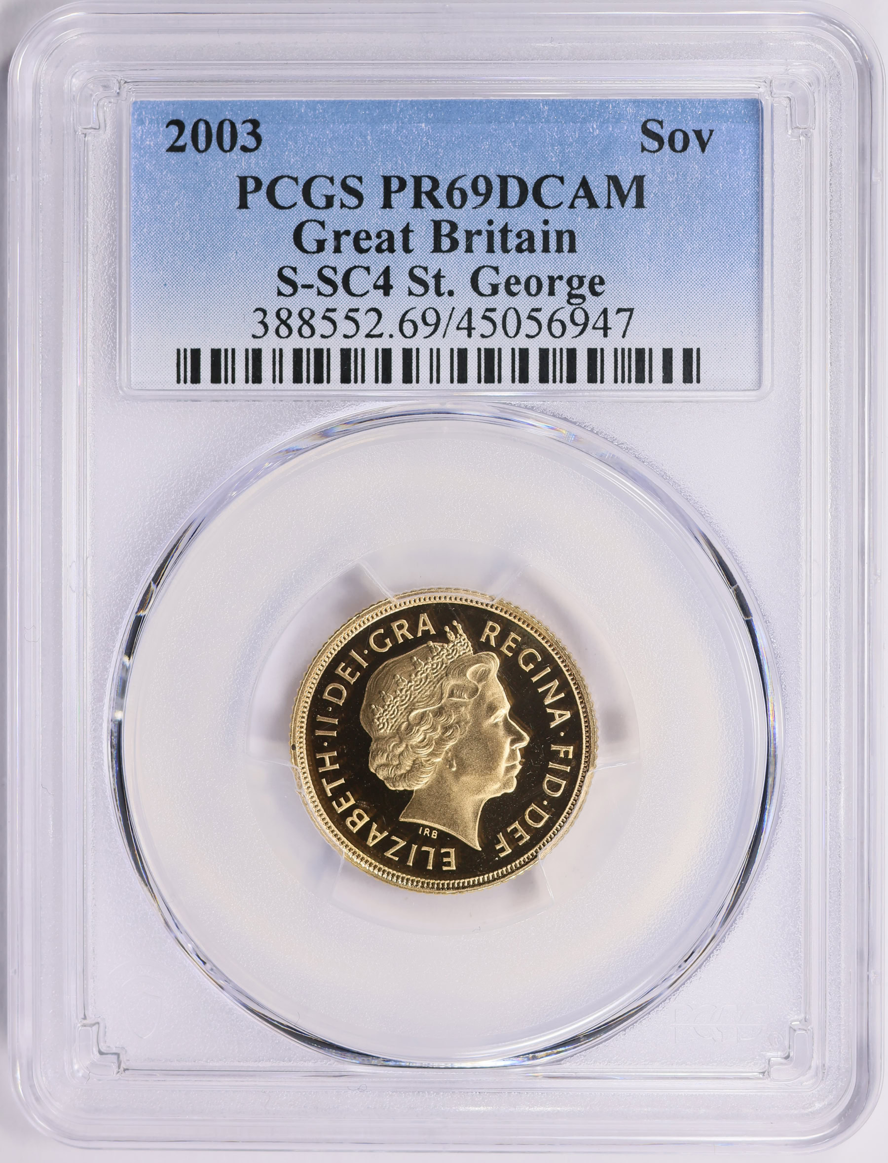 Great Britain 2003 Gold Sovereign St. George KM-1002 PCGS Proof-69 DCAM ...