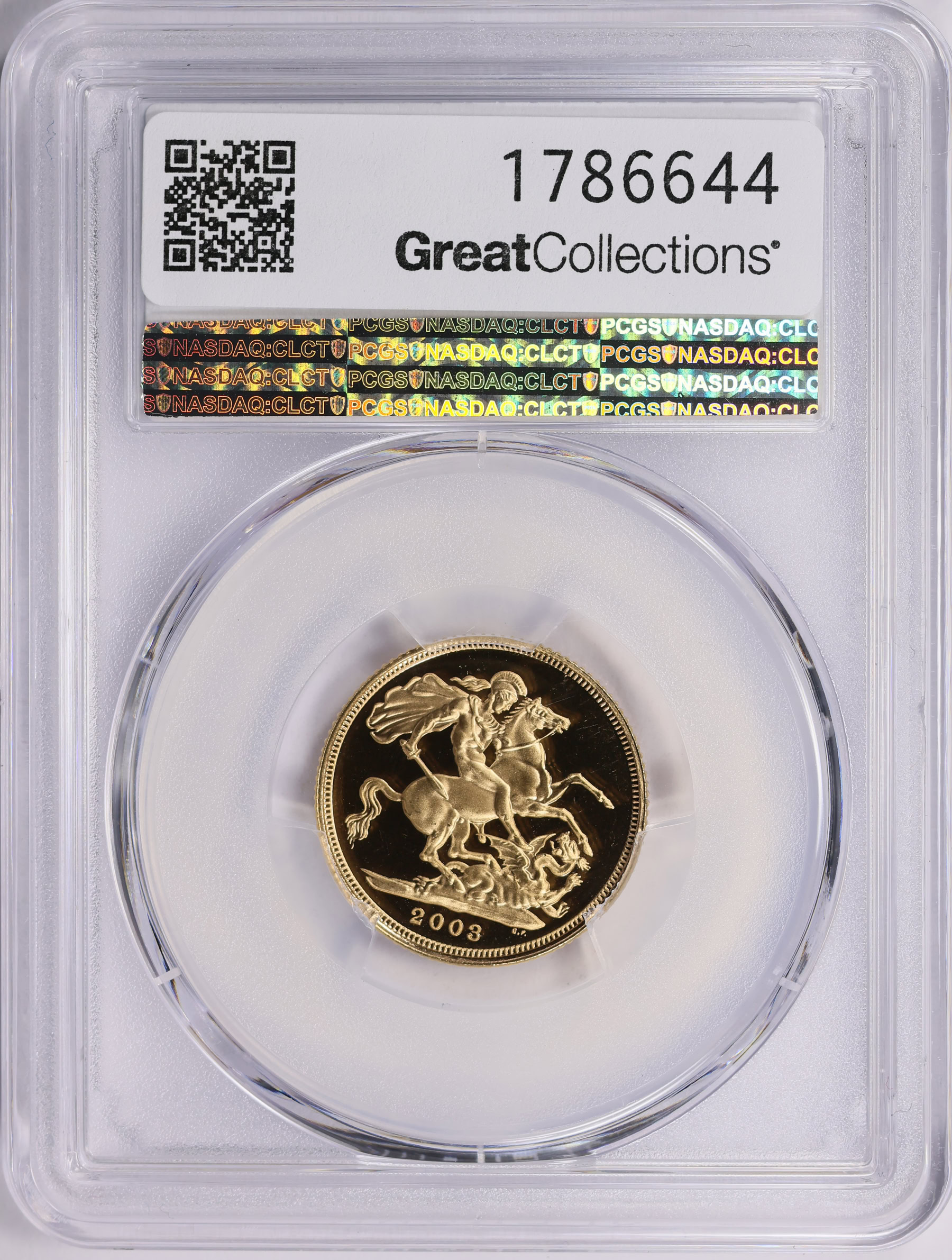 Great Britain 2003 Gold Sovereign St. George KM-1002 PCGS Proof-69 DCAM ...