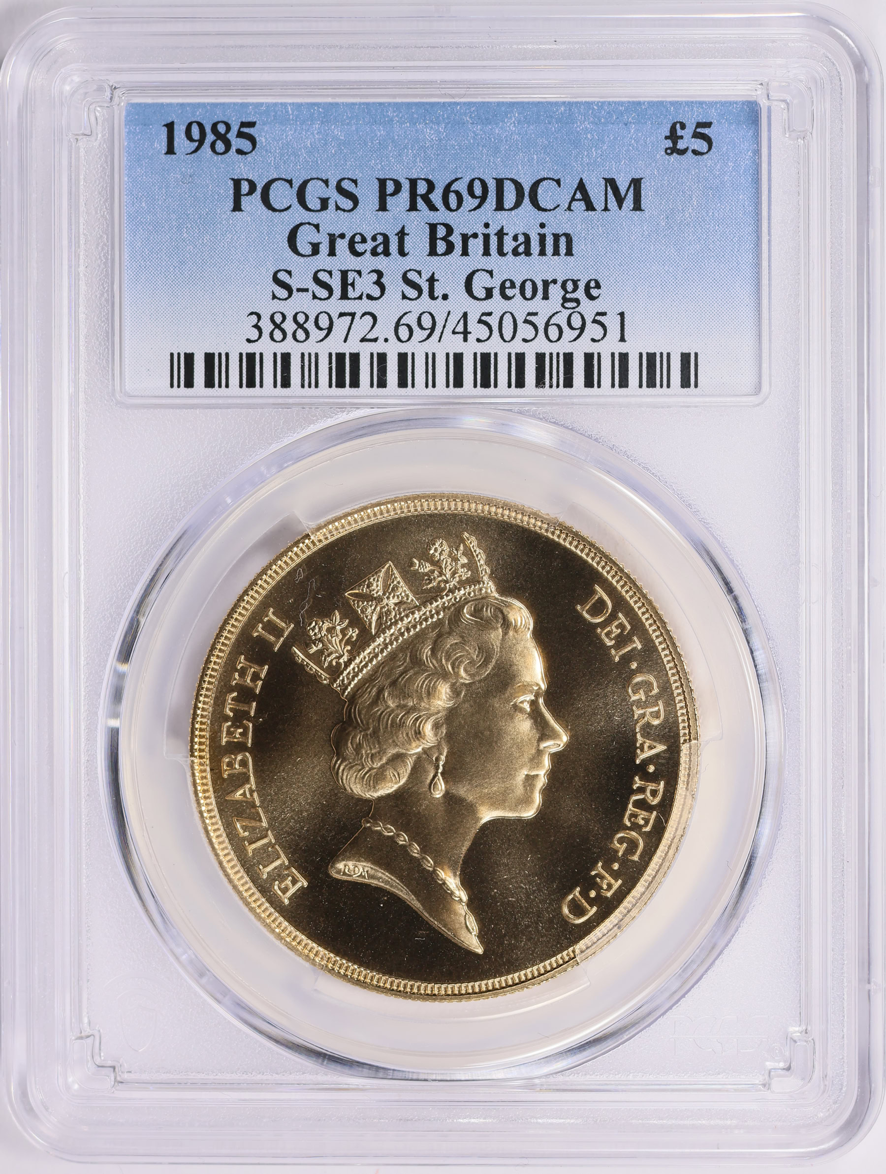 Great Britain 1985 Gold £5 St. George KM-945 PCGS Proof-69 DCAM (AGW ...