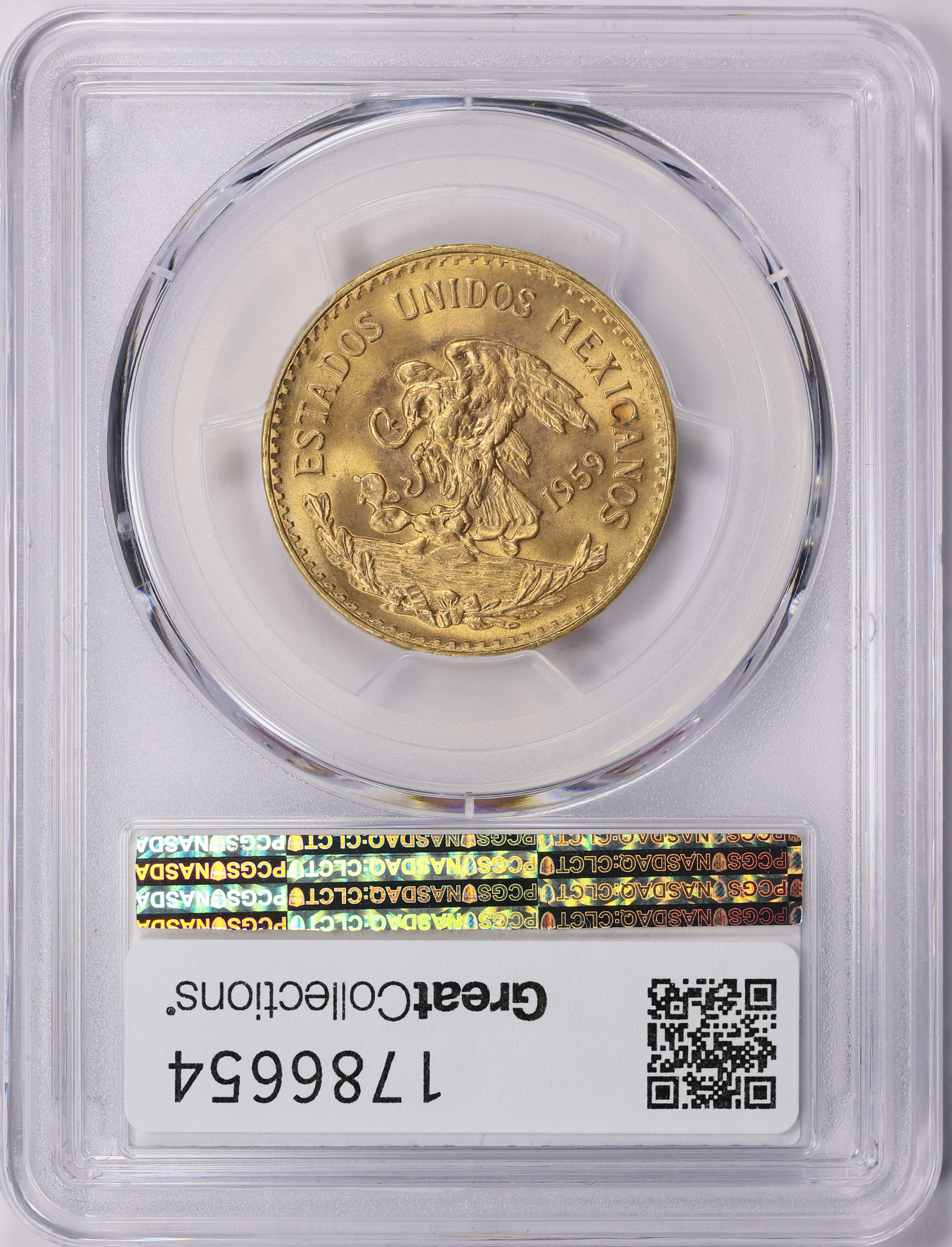 Mexico 1959 Gold 20 Pesos KM-478 PCGS MS-66 (AGW = 0.4822 Oz.) (Item 1786654) | GreatCollections ...