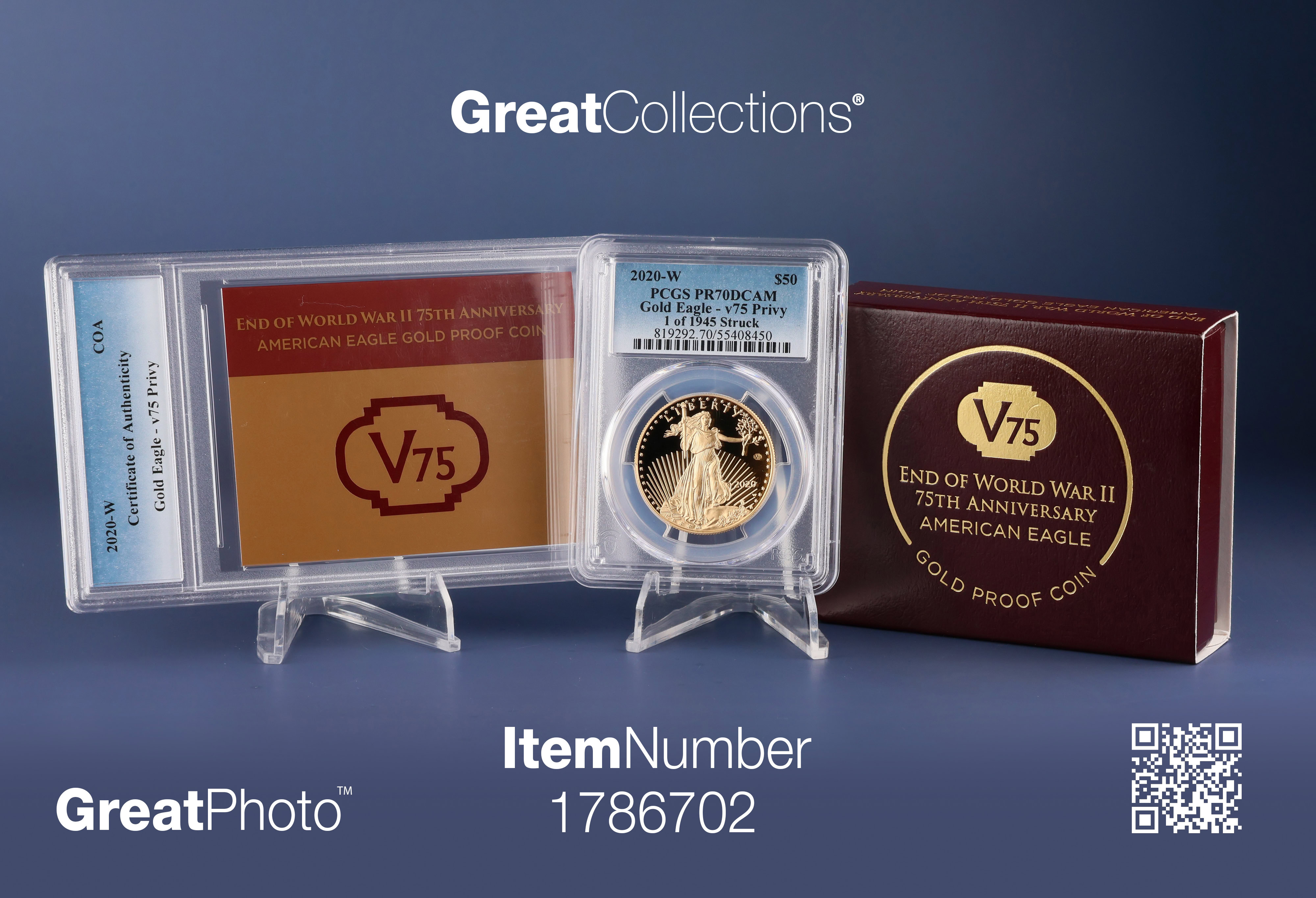 2020-W $50 One-Ounce Gold American Eagle V75 Privy 1 of 1945 Struck ...