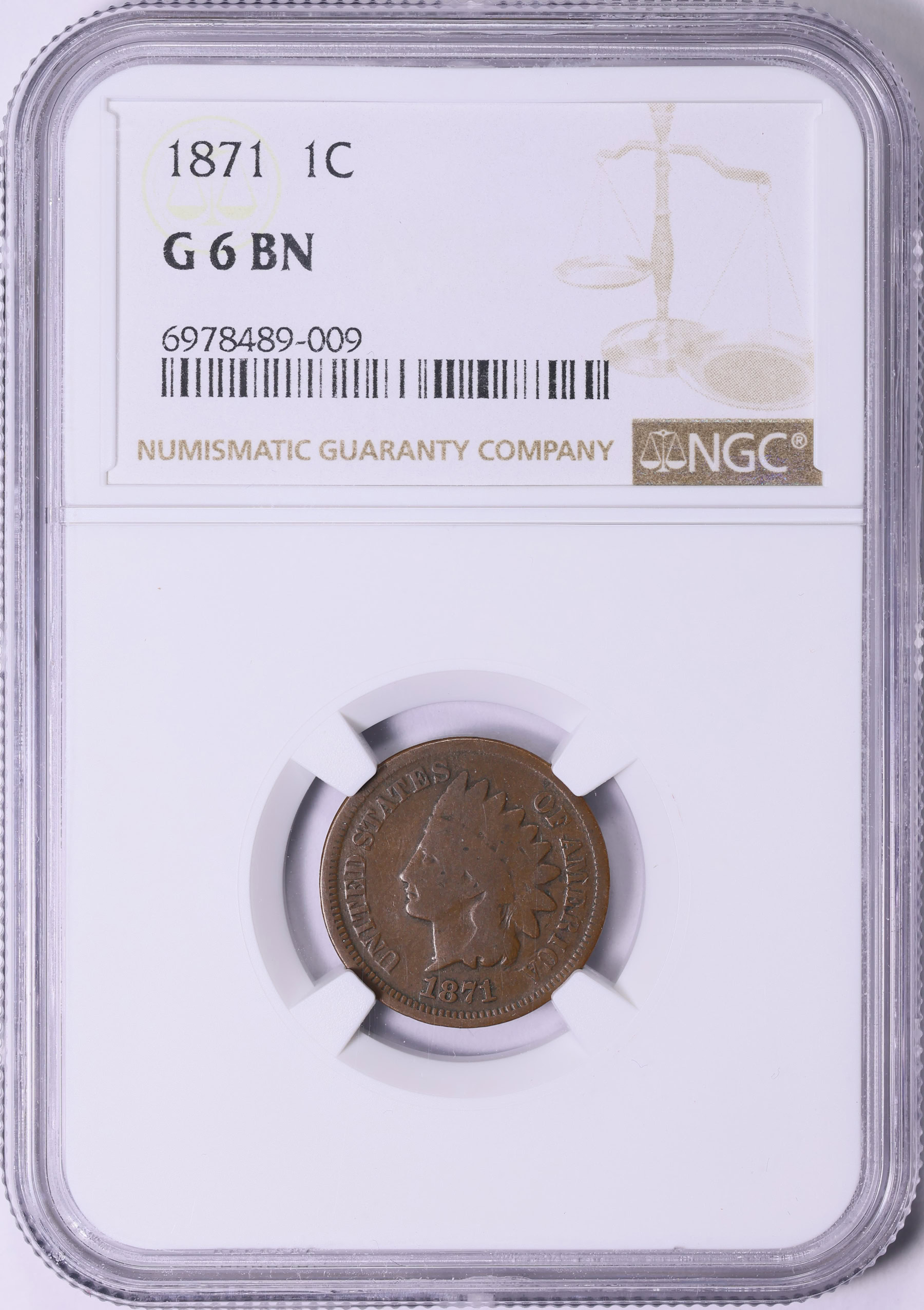 1871 Indian Cent NGC G-06 BN (Item 1786731) | GreatCollections Coin Auctions
