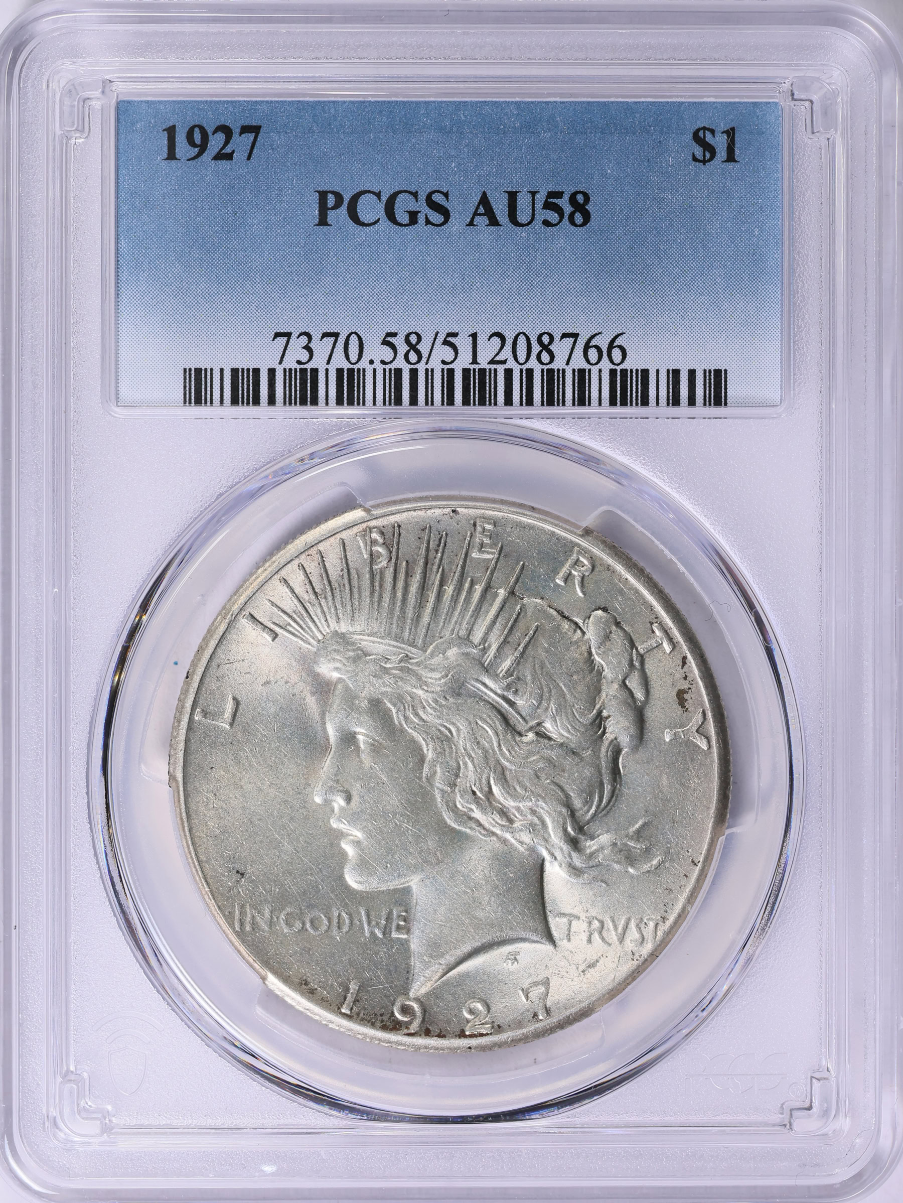 1927 Peace Silver Dollar PCGS AU-58 (Item 1786776) | GreatCollections Coin Auctions