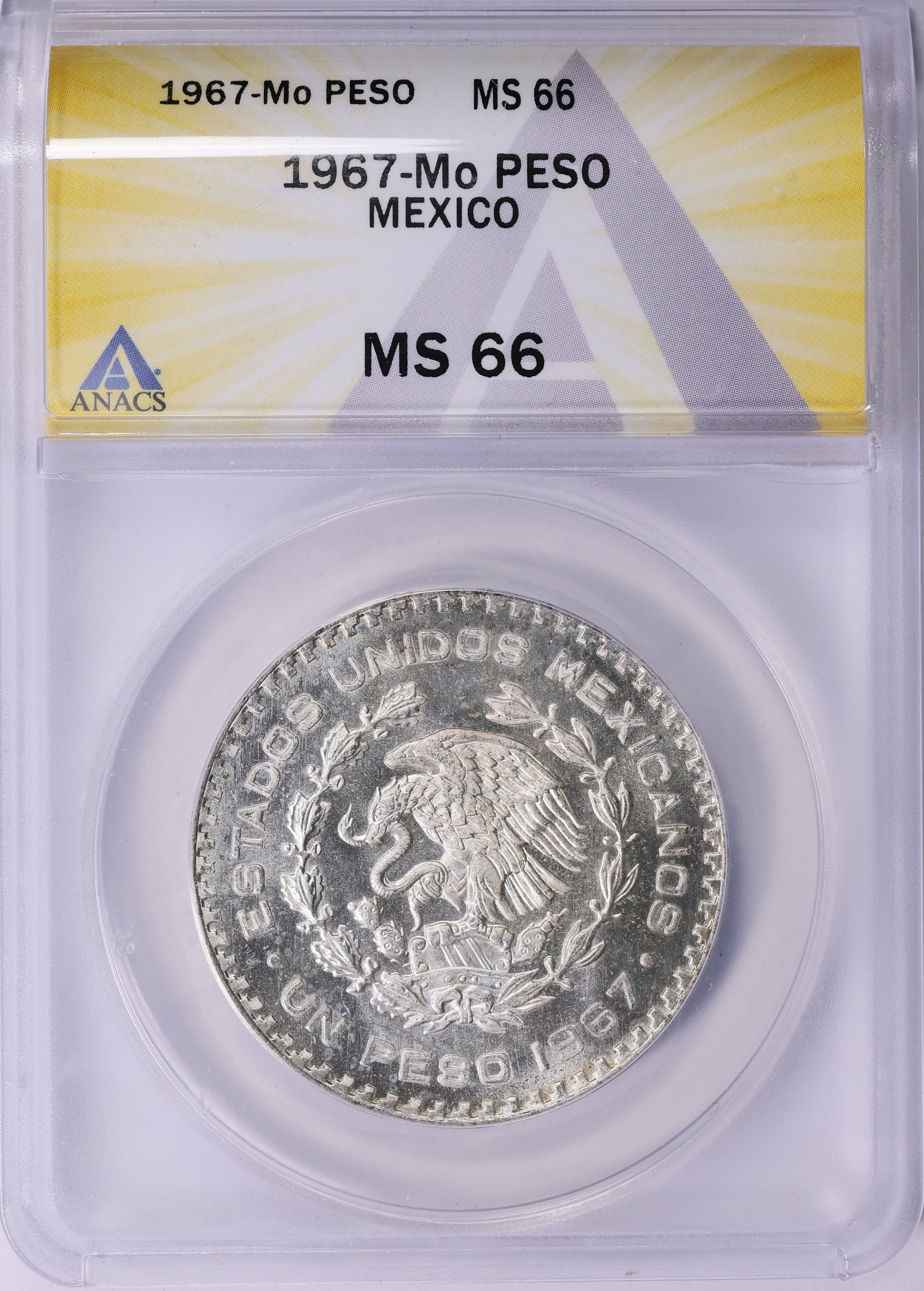 Mexico 1967-Mo Silver Peso KM-459 ANACS MS-66 (Item 1787008 ...