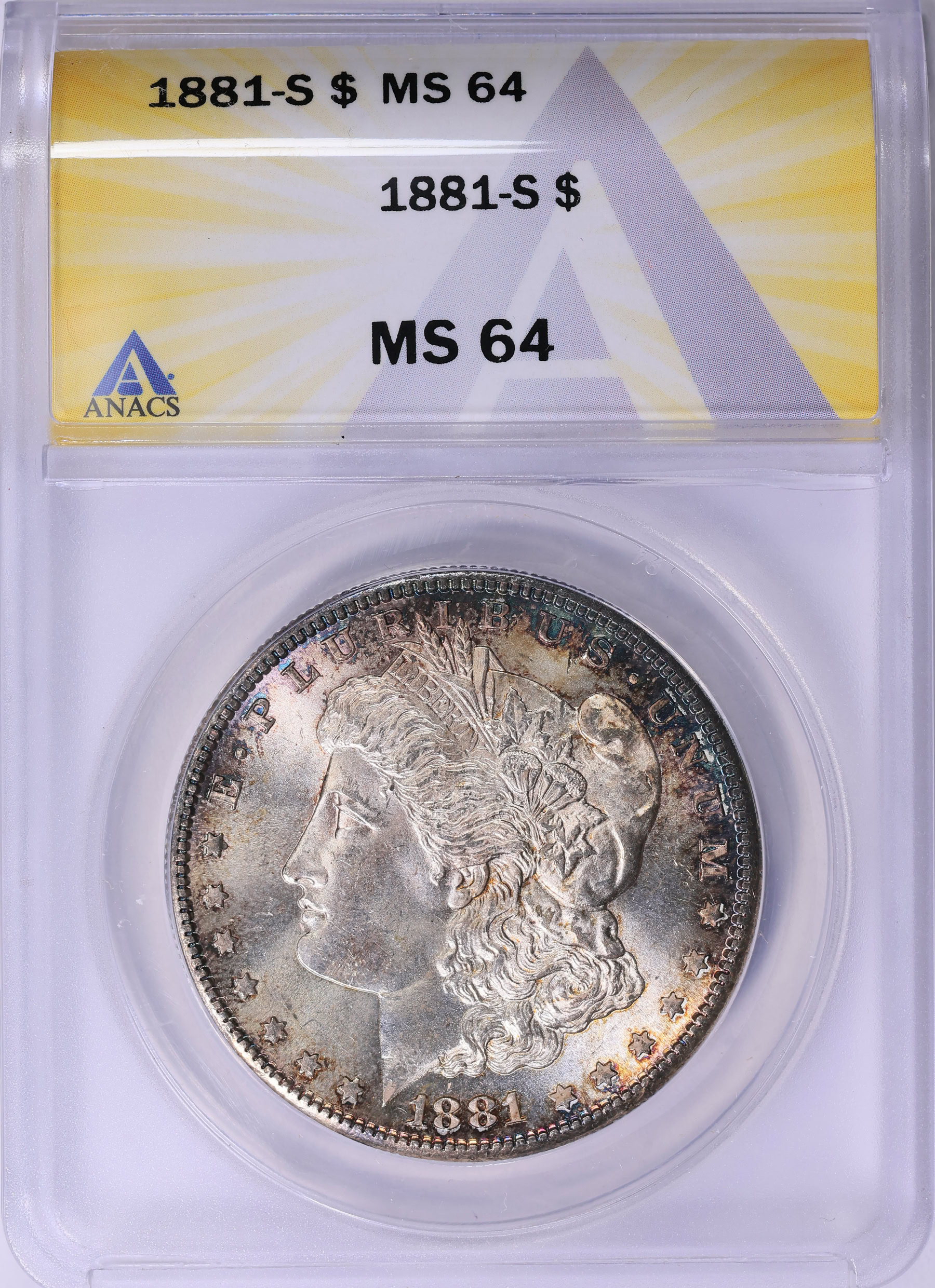 1881-S Morgan Silver Dollar ANACS MS-64 (Toned) (Item 1787070) | GreatCollections Coin Auctions