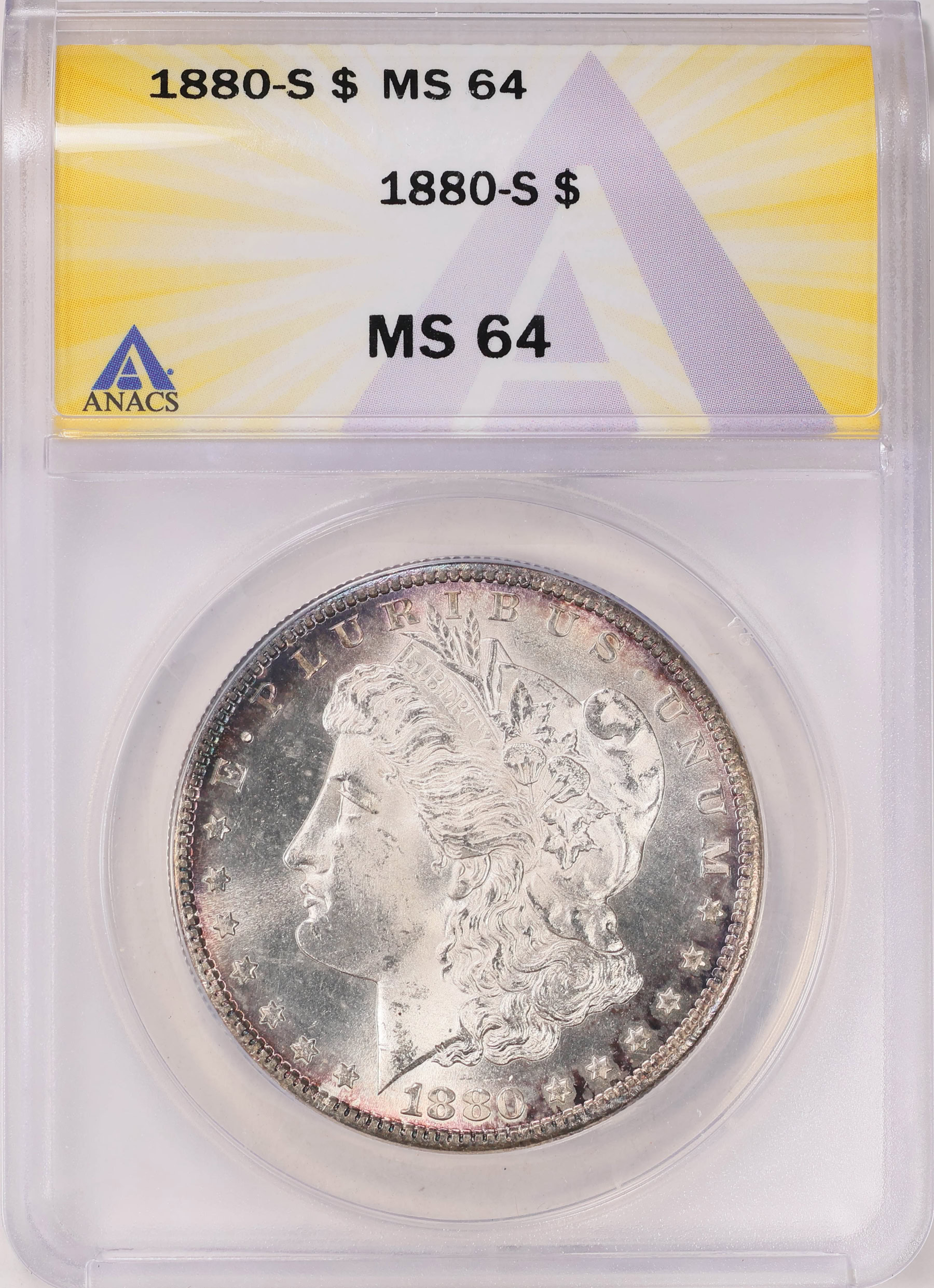 1880-S Morgan Silver Dollar ANACS MS-64 (Toned) (Item 1787127) | GreatCollections Coin Auctions