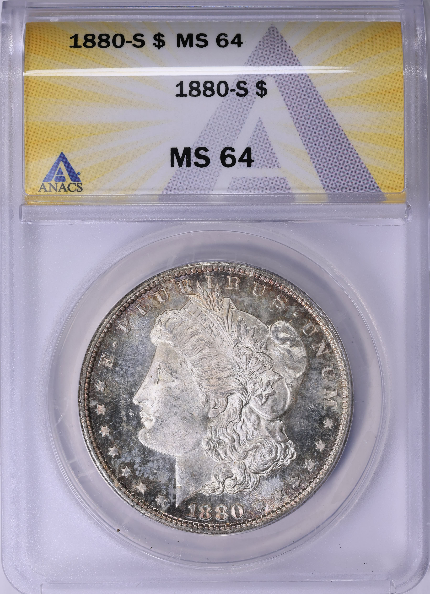 1880-S Morgan Silver Dollar ANACS MS-64 (Toned) (Item 1787128) | GreatCollections Coin Auctions