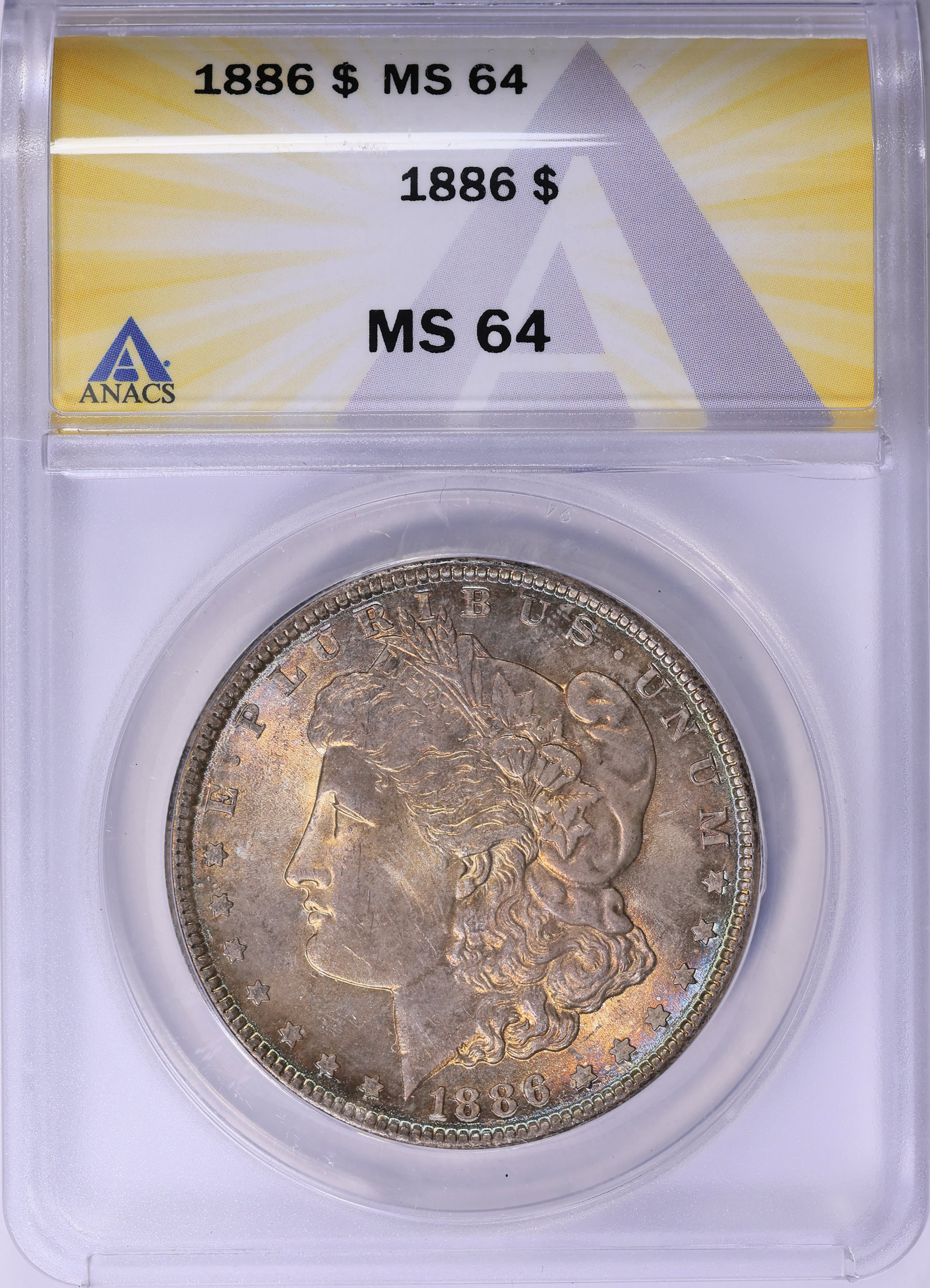 1886 Morgan Silver Dollar ANACS MS-64 (Toned) (Item 1787139) | GreatCollections Coin Auctions