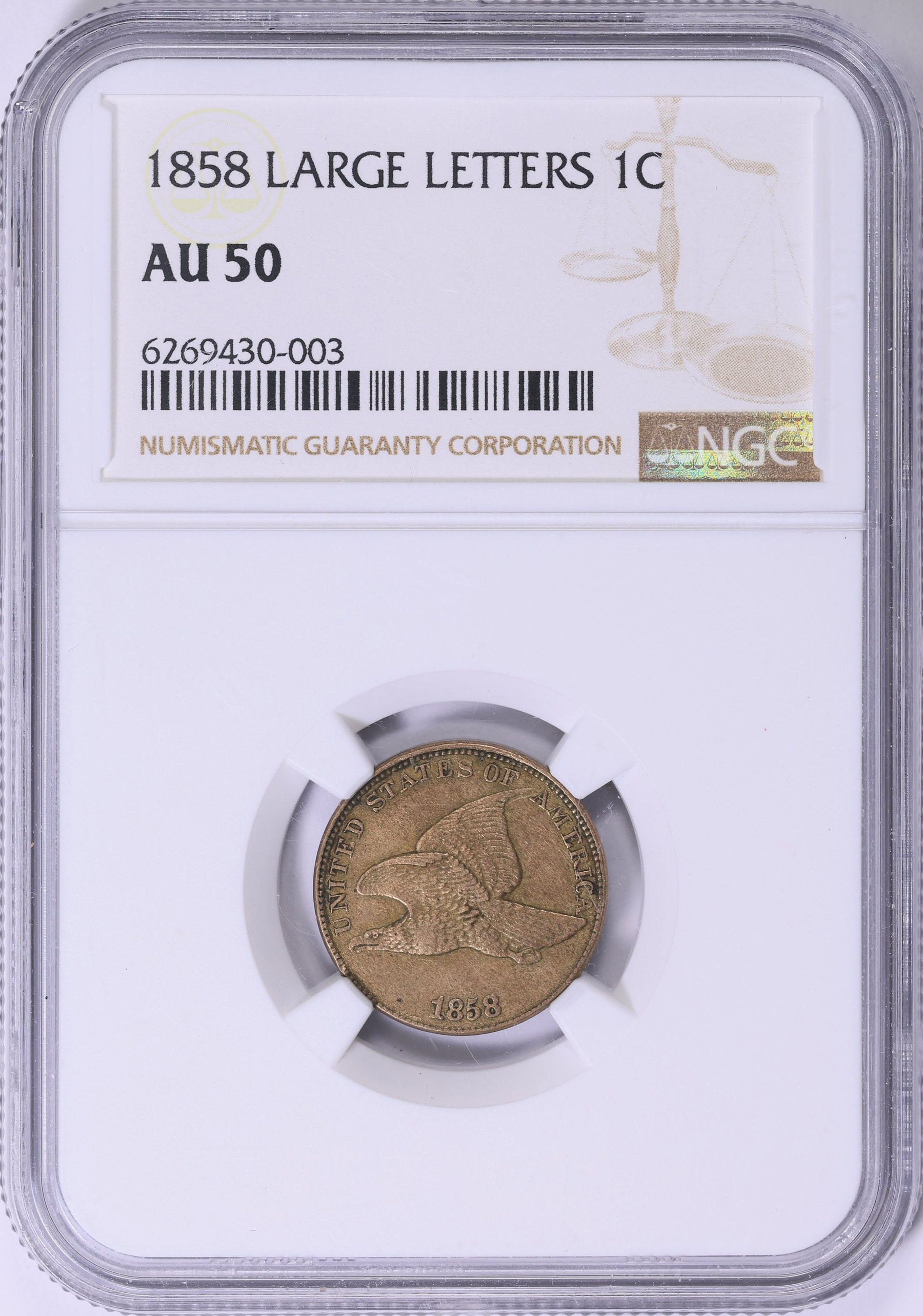 1858 Flying Eagle Cent Large Letters NGC AU-50 (Item 1787292 ...