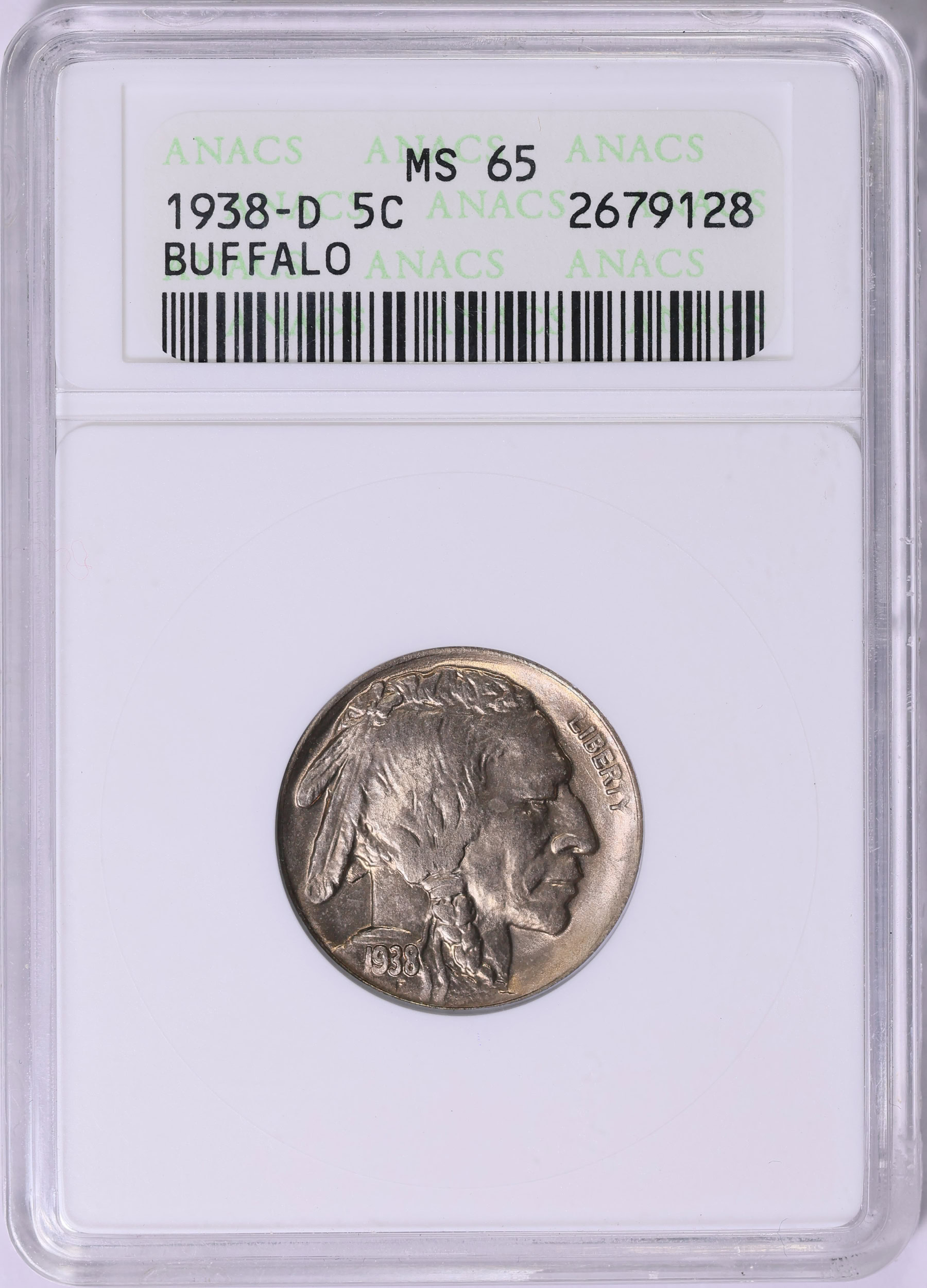 1938-D Buffalo Nickel ANACS MS-65 OH (Item 1787342) | GreatCollections Coin Auctions