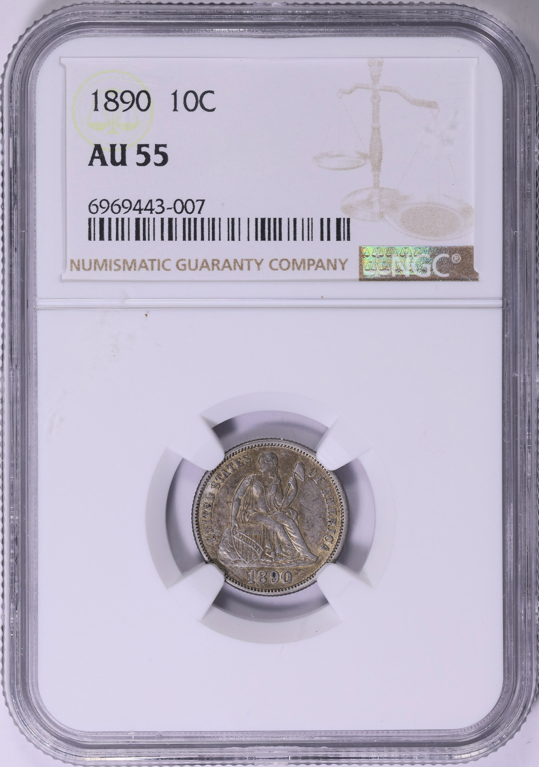 1890 Seated Liberty Dime NGC AU-55 (Item 1787344) | GreatCollections Coin Auctions