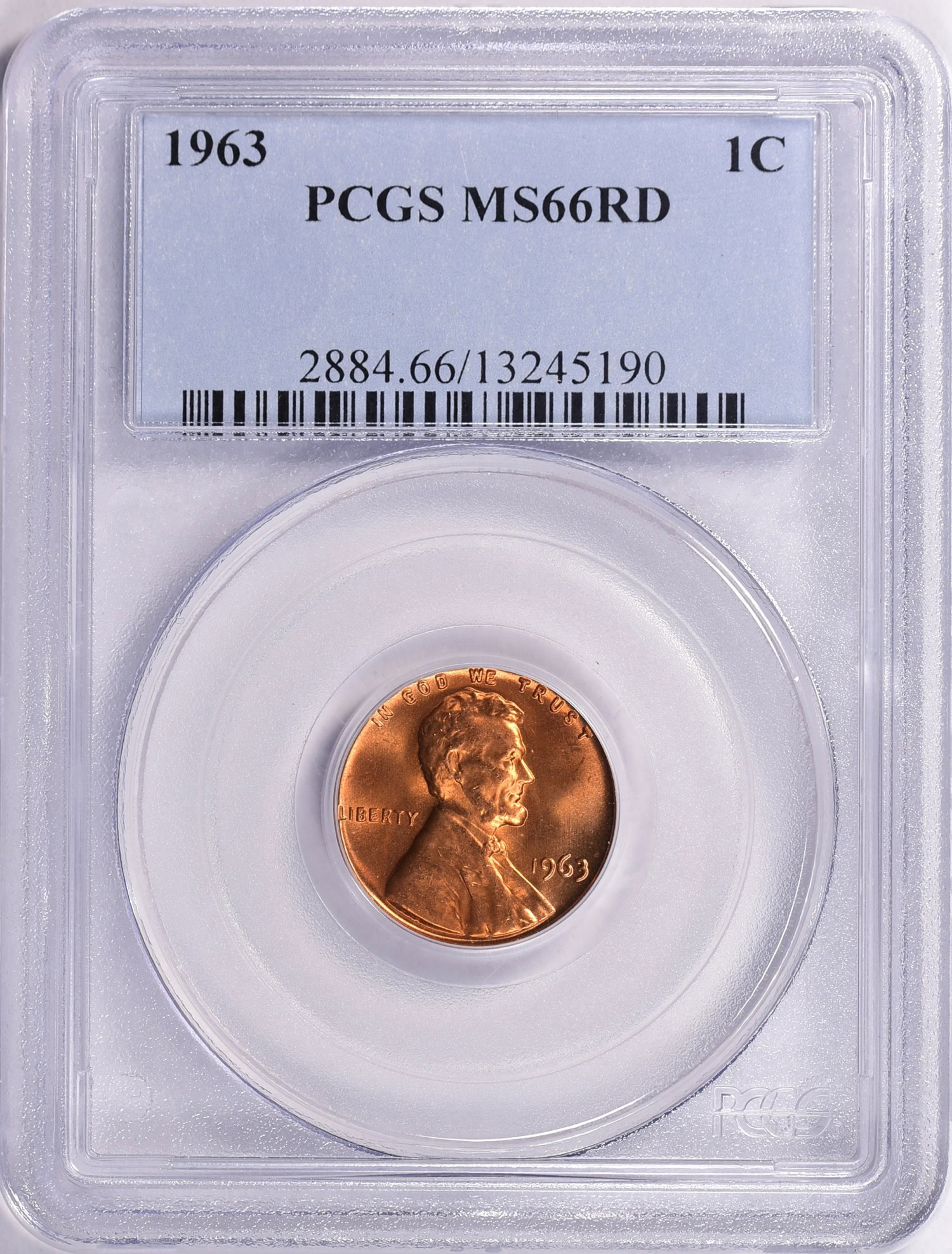 1963 Lincoln Cent PCGS MS-66 RD (Item 1787365) | GreatCollections Coin Auctions