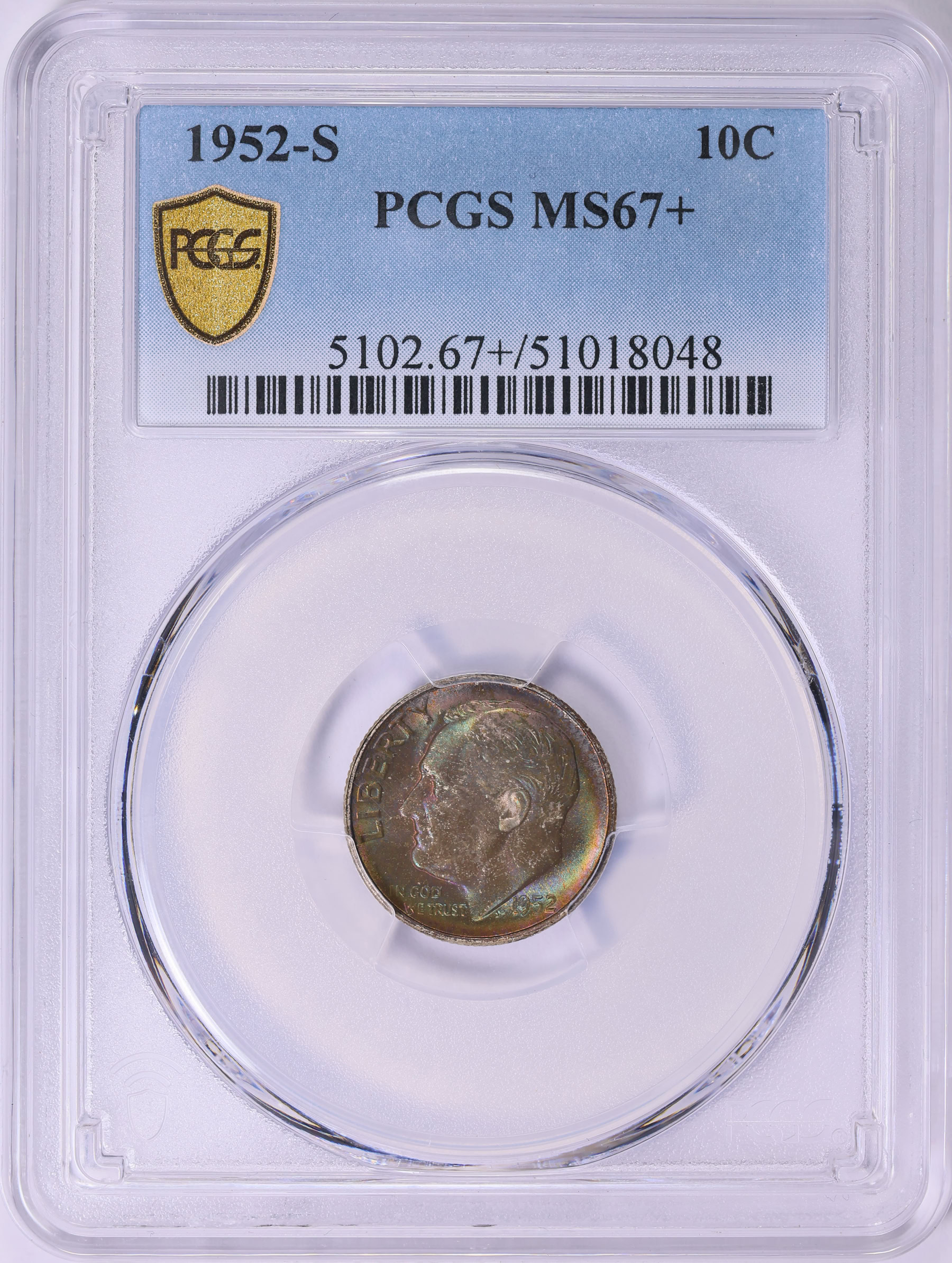 1952-S Roosevelt Dime PCGS MS-67+ (Toned) (Item 1787384 ...