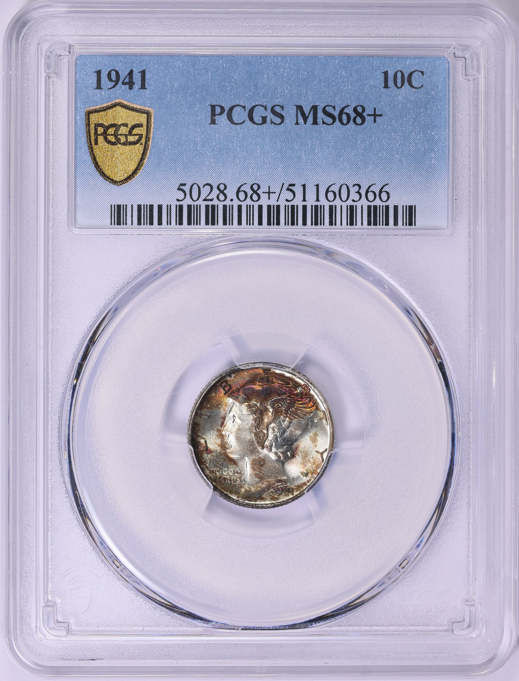 1941 Mercury Dime PCGS MS-68+ (Toned) (Item 1787385) | GreatCollections Coin Auctions