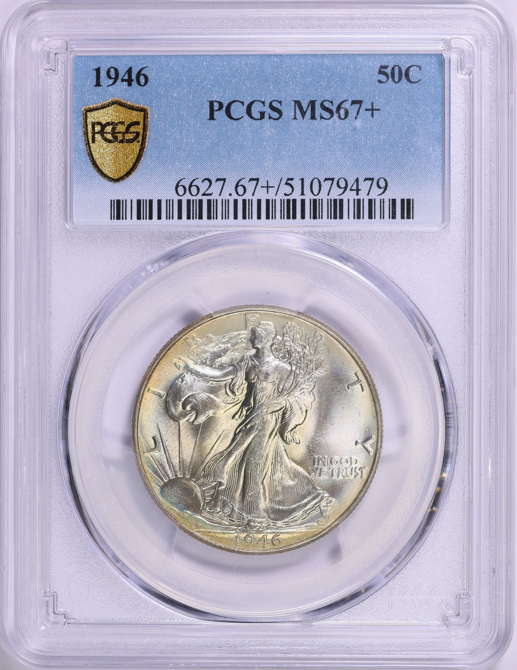 1946 Walking Liberty Half Dollar PCGS MS-67+ (Toned) (Item 1787386) | GreatCollections Coin Auctions