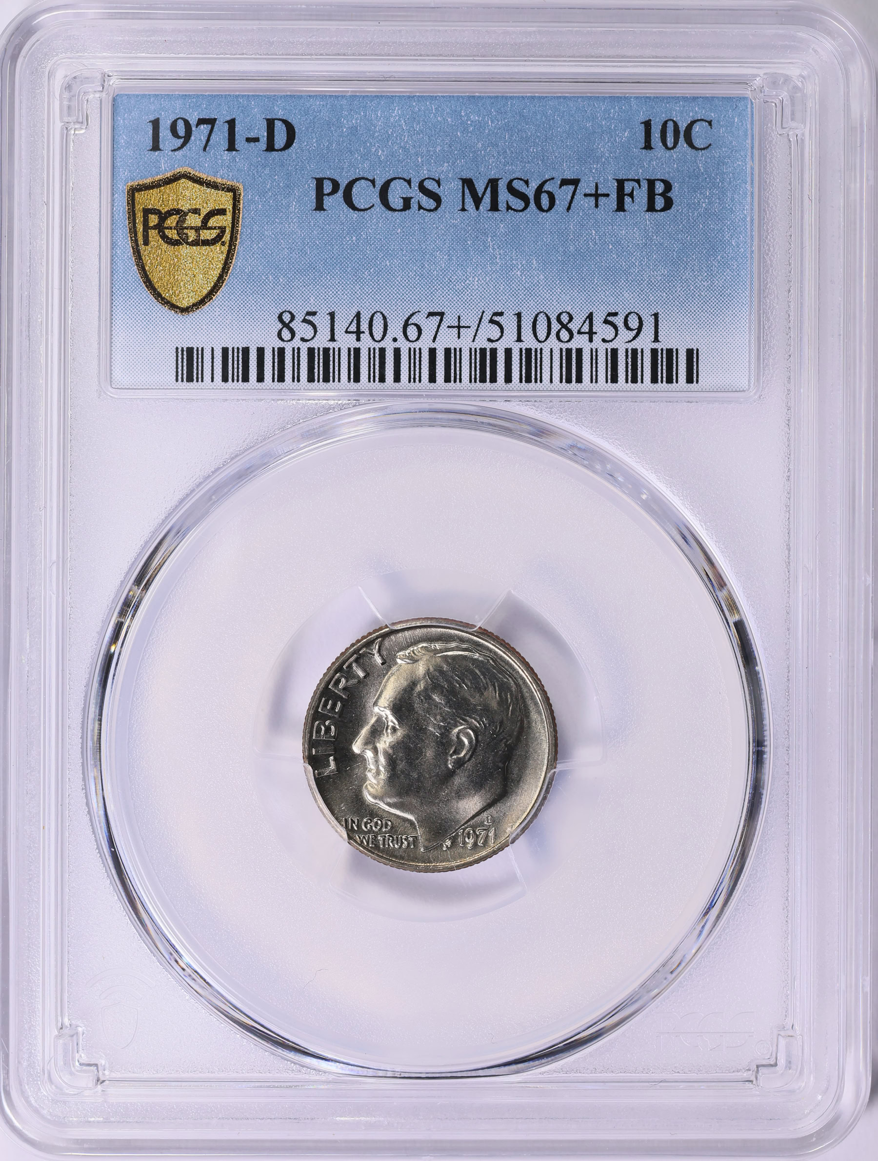 1971-D Roosevelt Dime PCGS MS-67+ FB (Item 1787391) | GreatCollections Coin Auctions