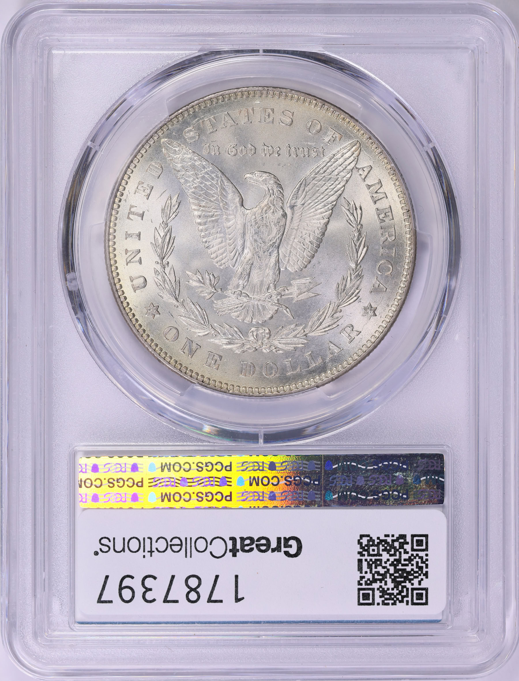1878 Morgan Silver Dollar 7 Tailfeathers, Reverse of 1878 PCGS MS-66 ...