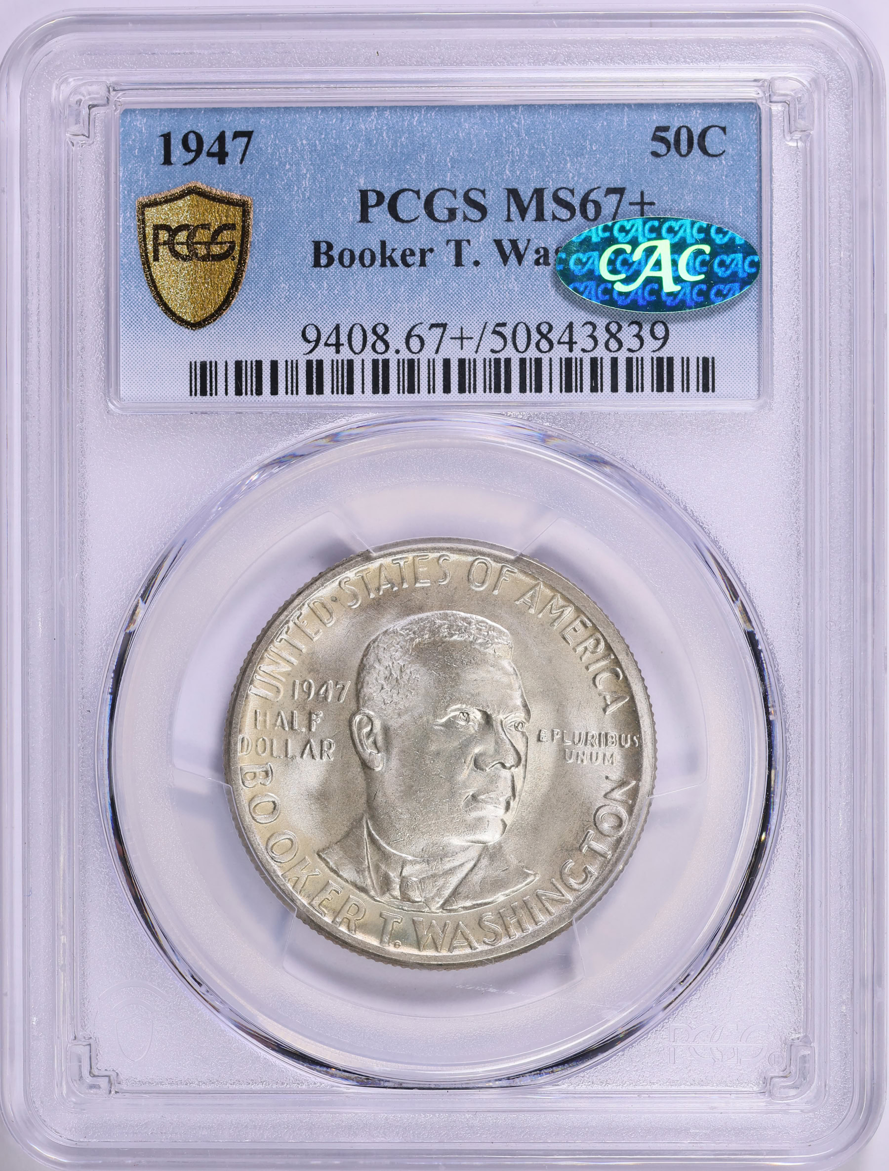 1947 Booker T. Washington Memorial Half Dollar PCGS MS-67+ (CAC Green) (Item 1787402 ...