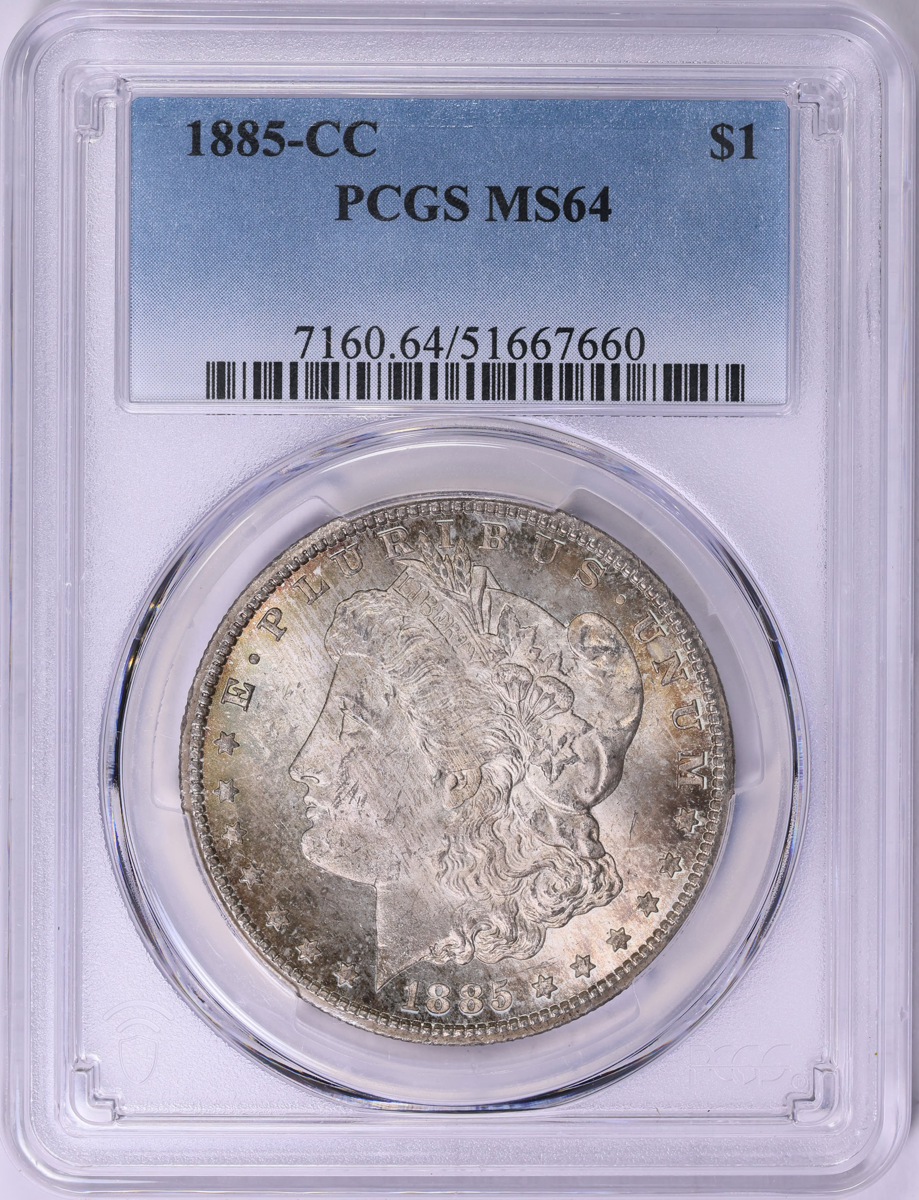 1885-CC Morgan Silver Dollar PCGS MS-64 (Toned) (Item 1787520) | GreatCollections Coin Auctions