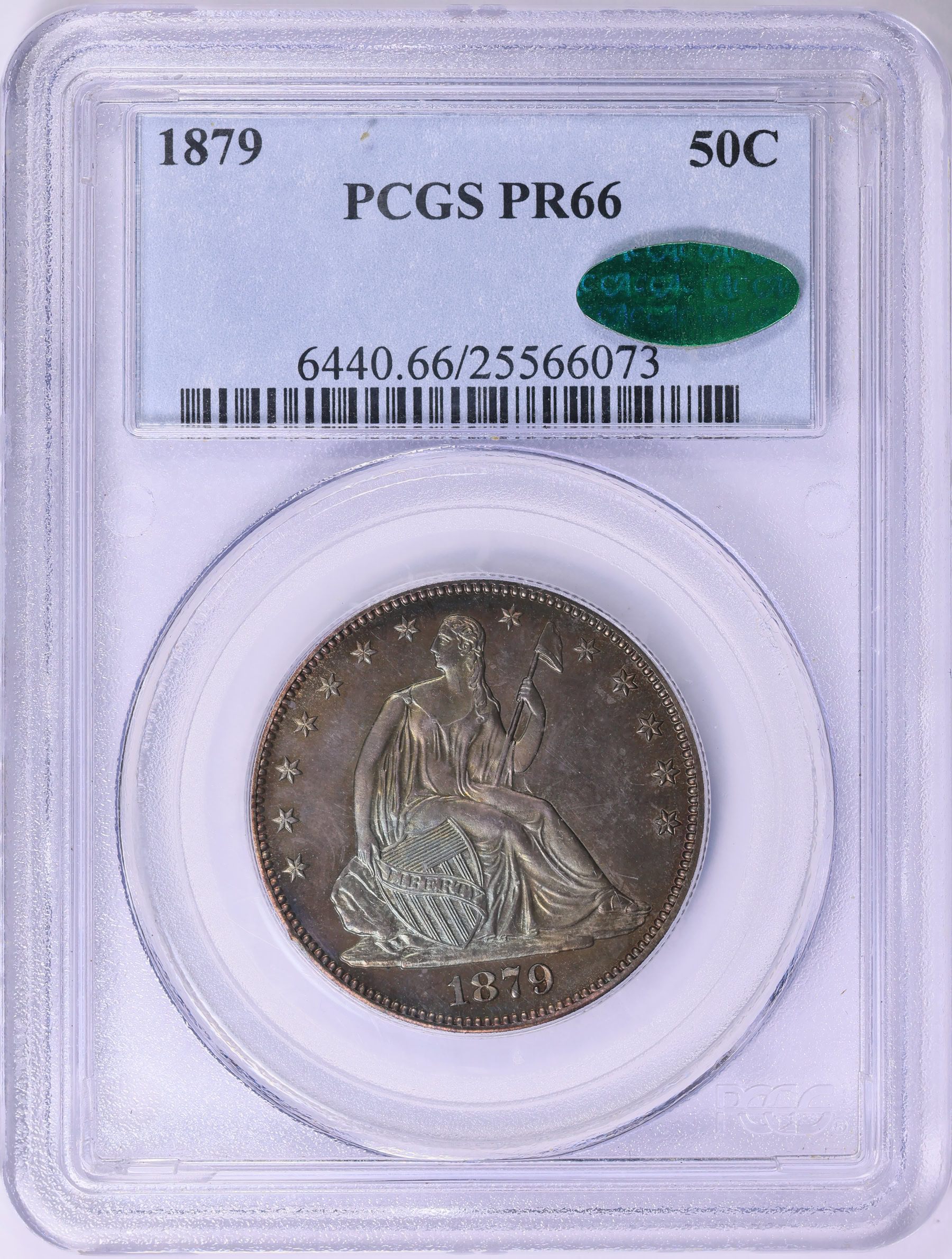 1879 Seated Liberty Half Dollar PCGS Proof-66 (CAC Green) (Toned) (Item 1787530 ...