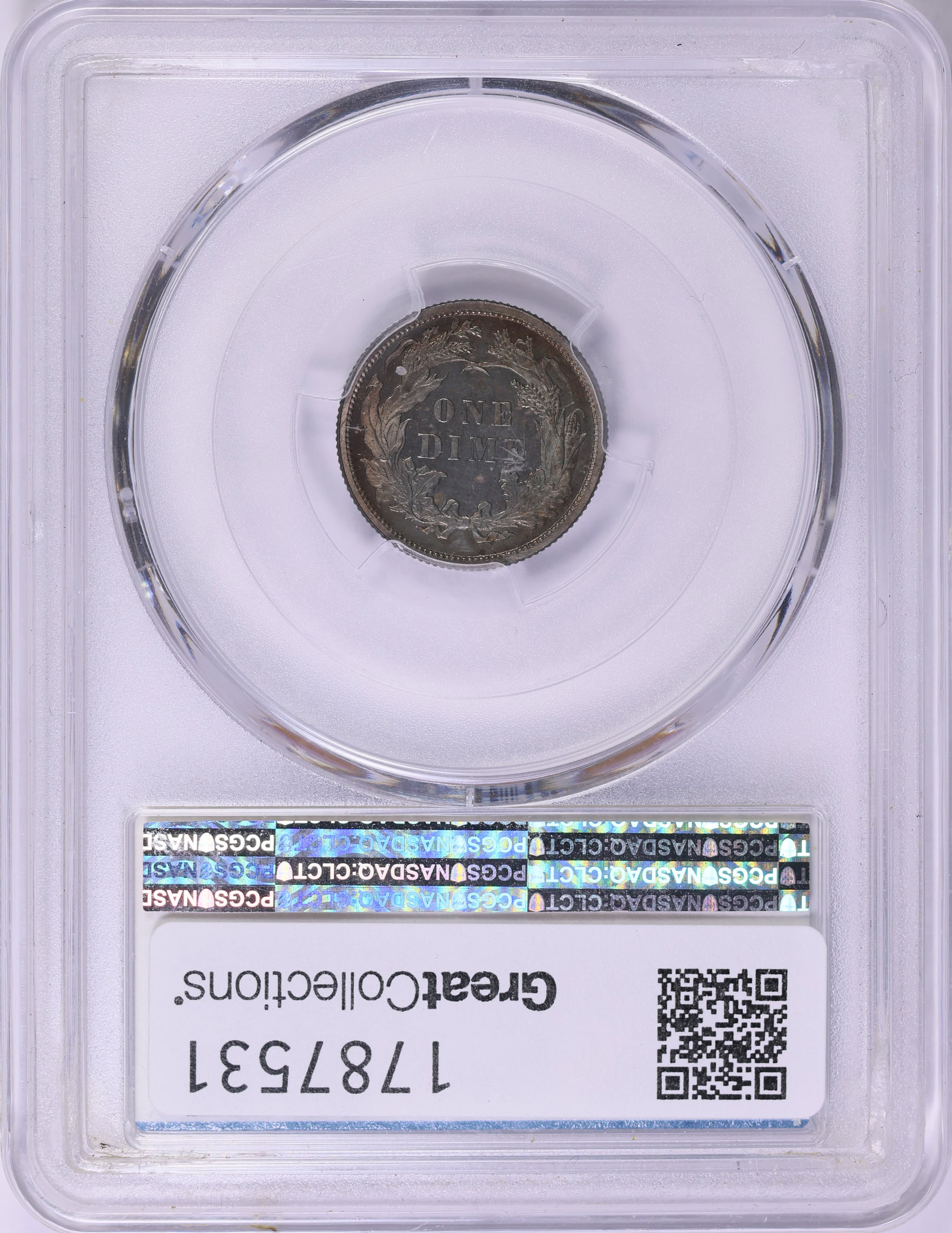 1879 Seated Liberty Dime PCGS Proof-67 (CAC Green) (Toned) (Item ...